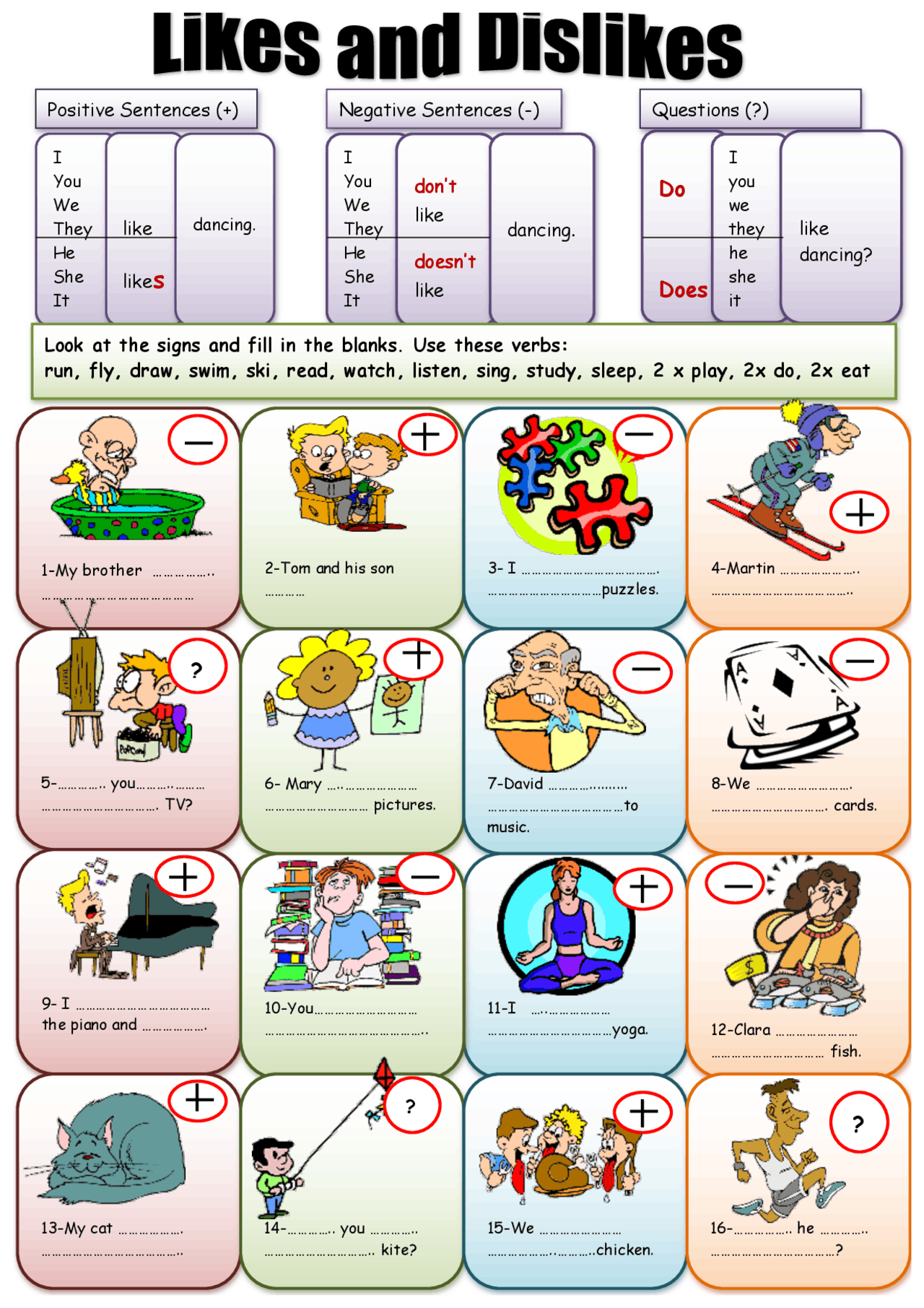 Likes And Dislikes Pdf Ejercicios De Inglés Docsity