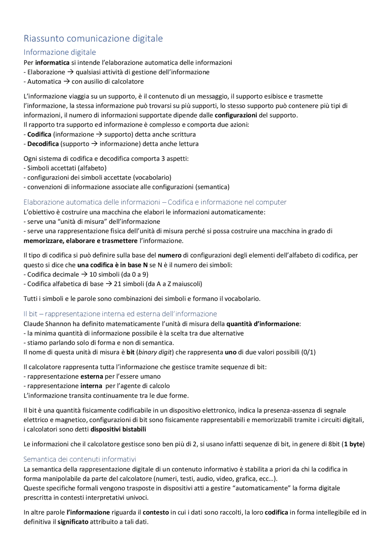 Riassunto Comunicazione Digitale Docsity
