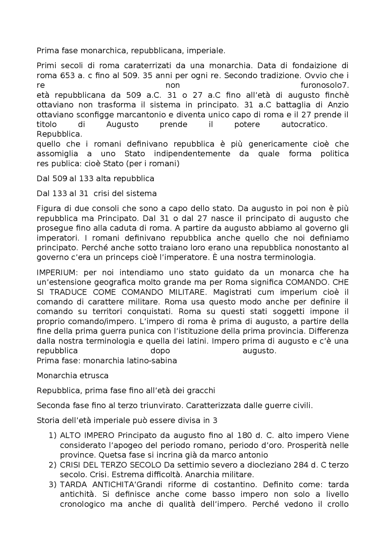 LEZIONI STORIA ROMANA/ MECELLA 1-5 - Docsity