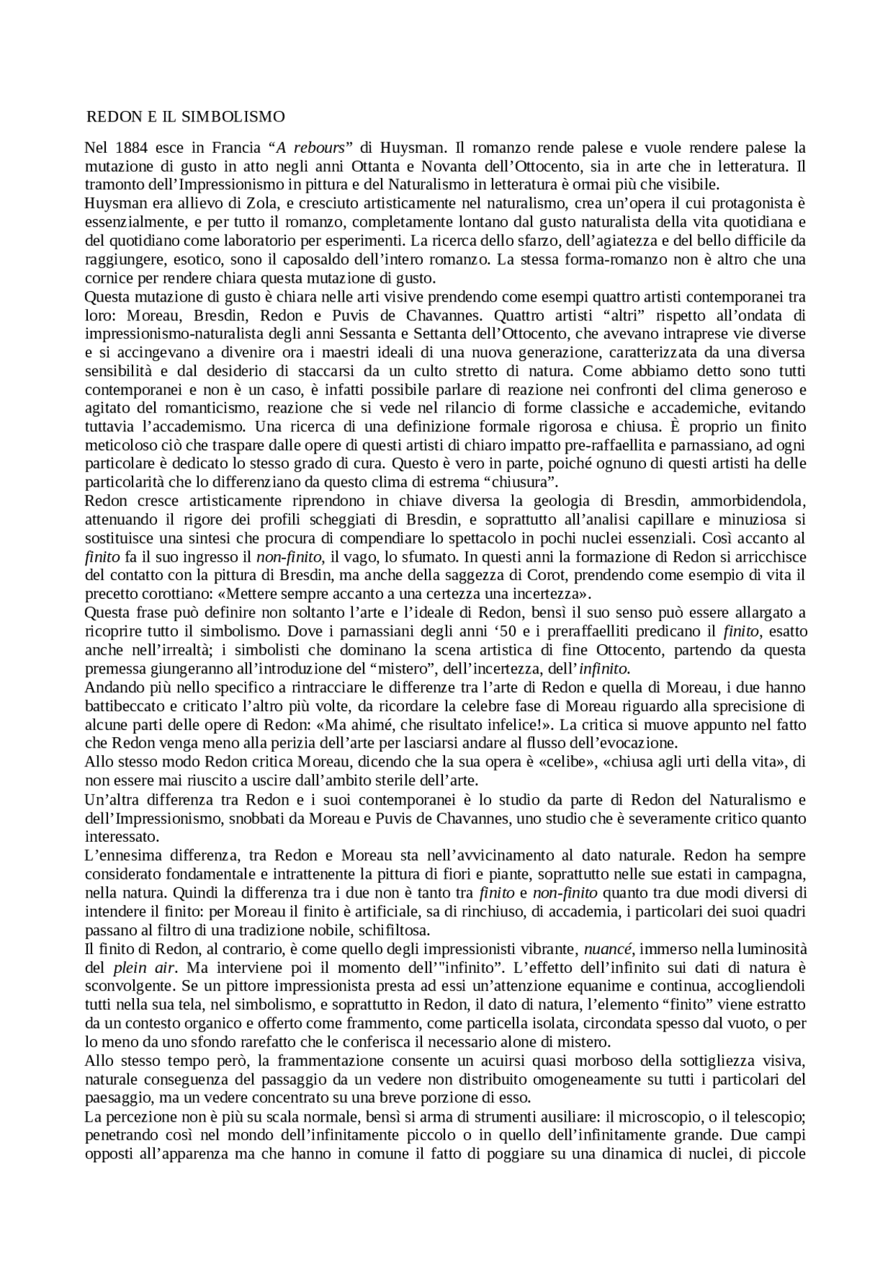 Riassunto Il Simbolismo Docsity