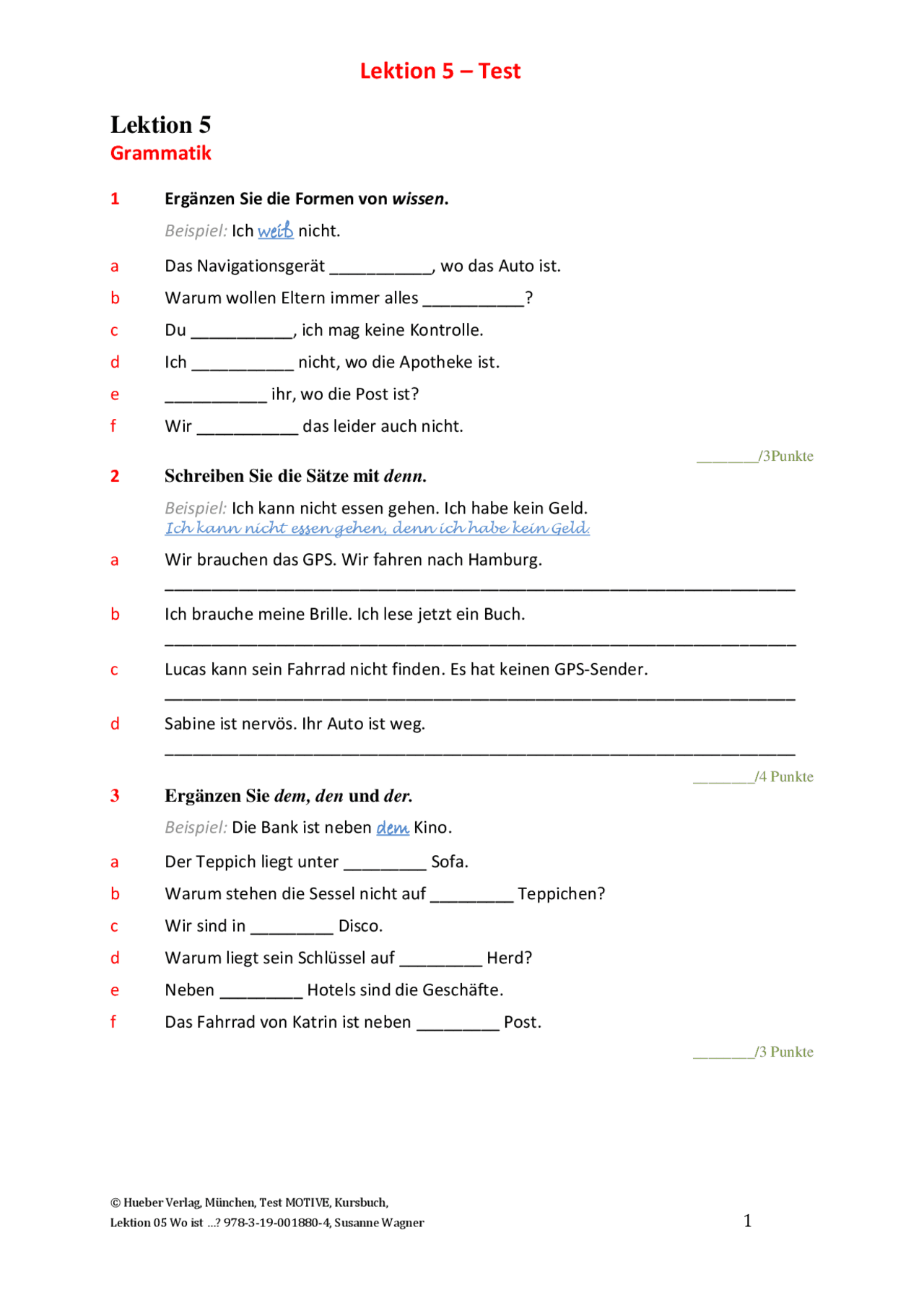 Test Tedesco Grammatica Con Esercizi Docsity