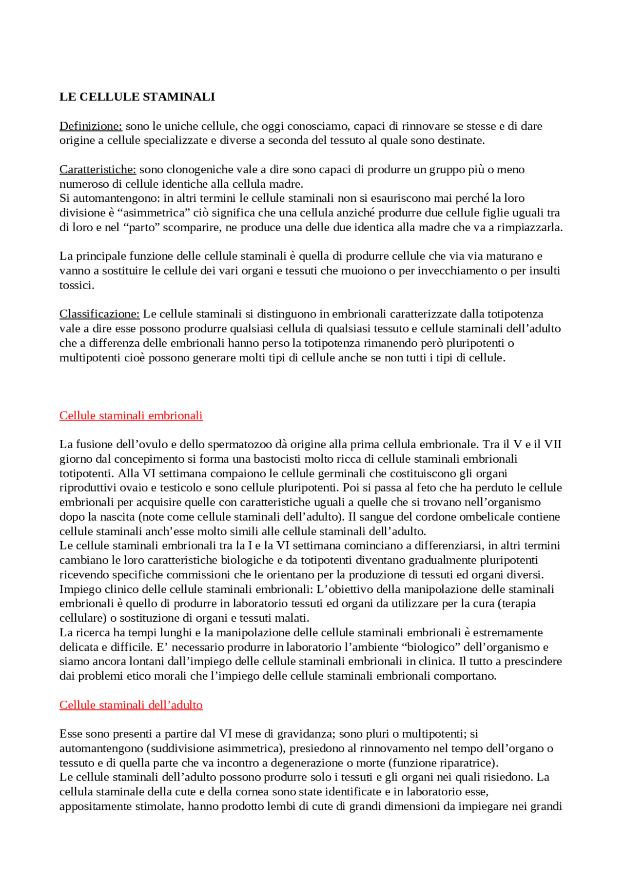 Terapie Cellulari Le Cellule Staminali Docsity