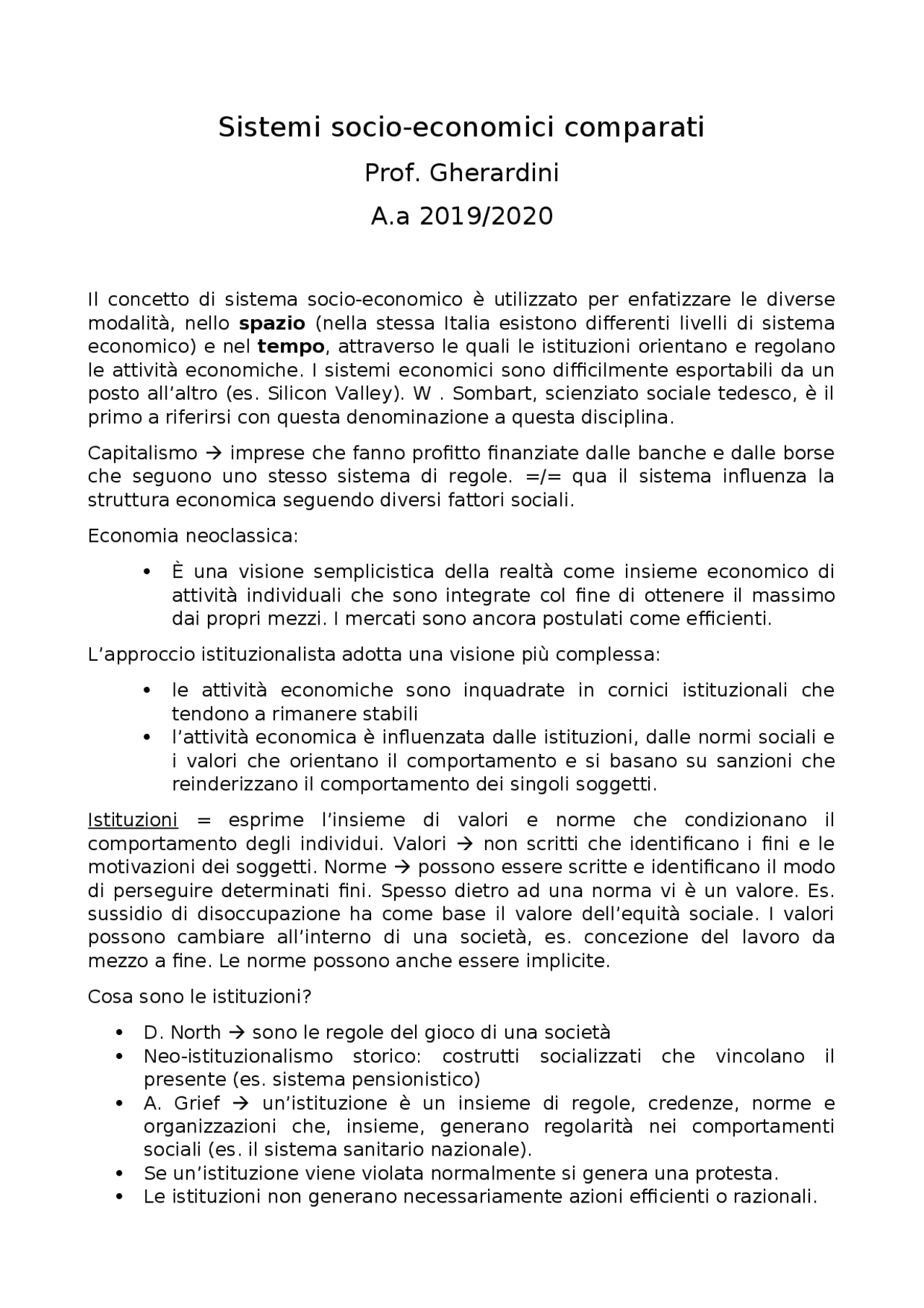 Sistemi Socioeconomici Comparati Docsity