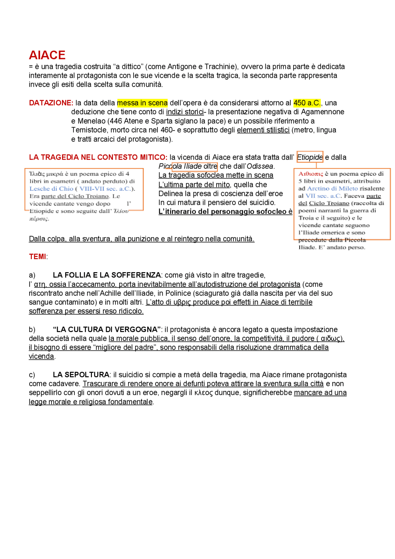 AIACE. tragedia di Sofocle - Docsity