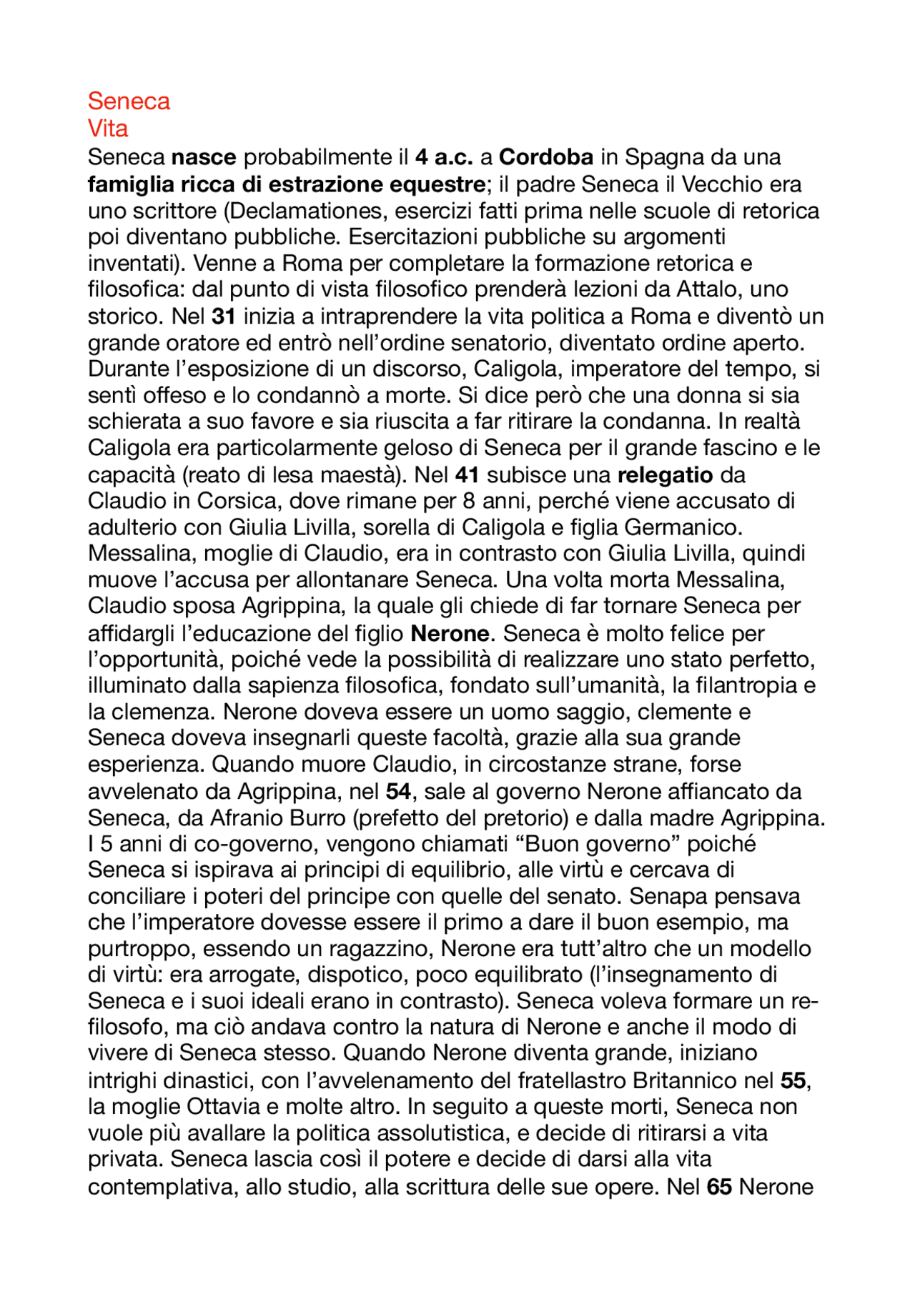 Riassunto Su Vita E Opere Di Seneca Docsity