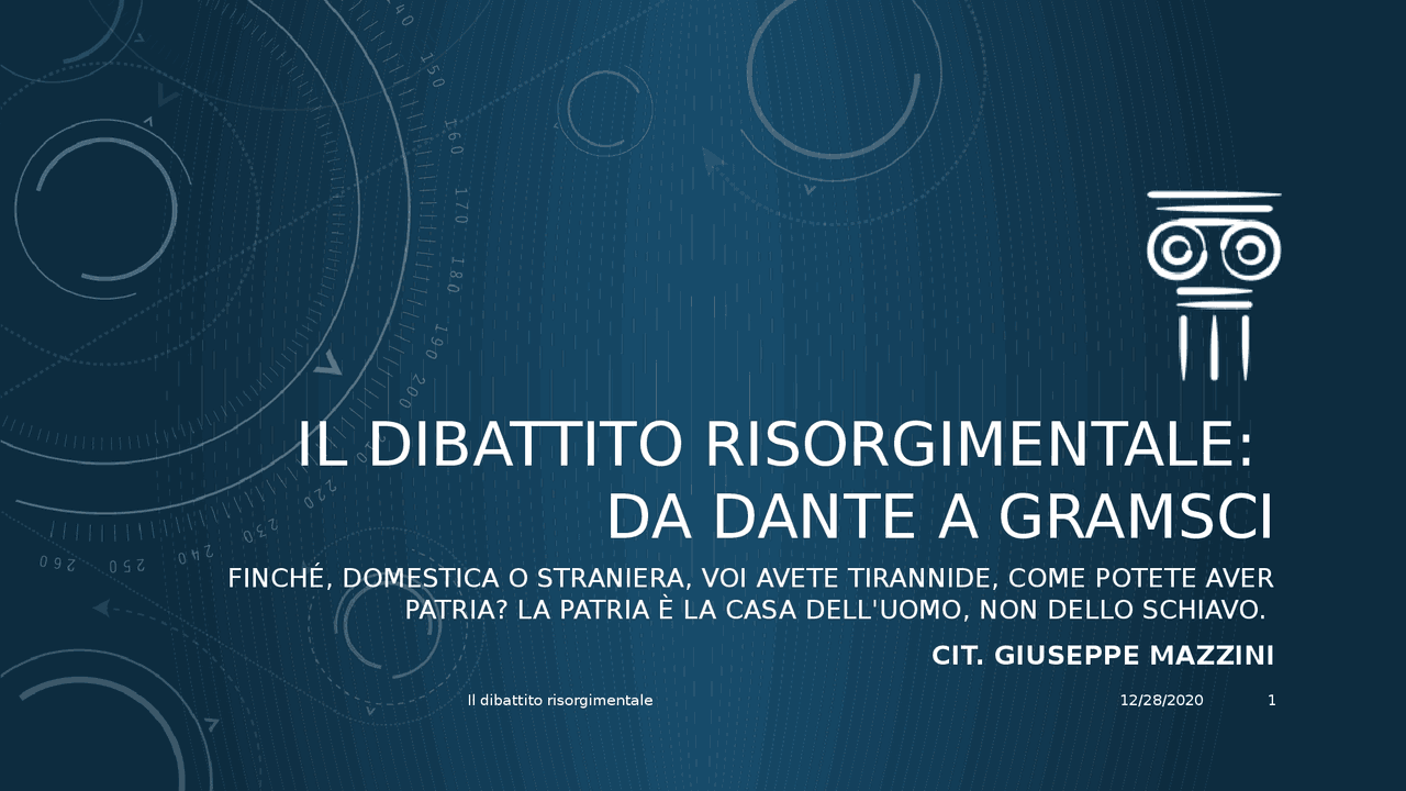 Il dibattito risorgimentale: da Dante a Gramsci - Docsity