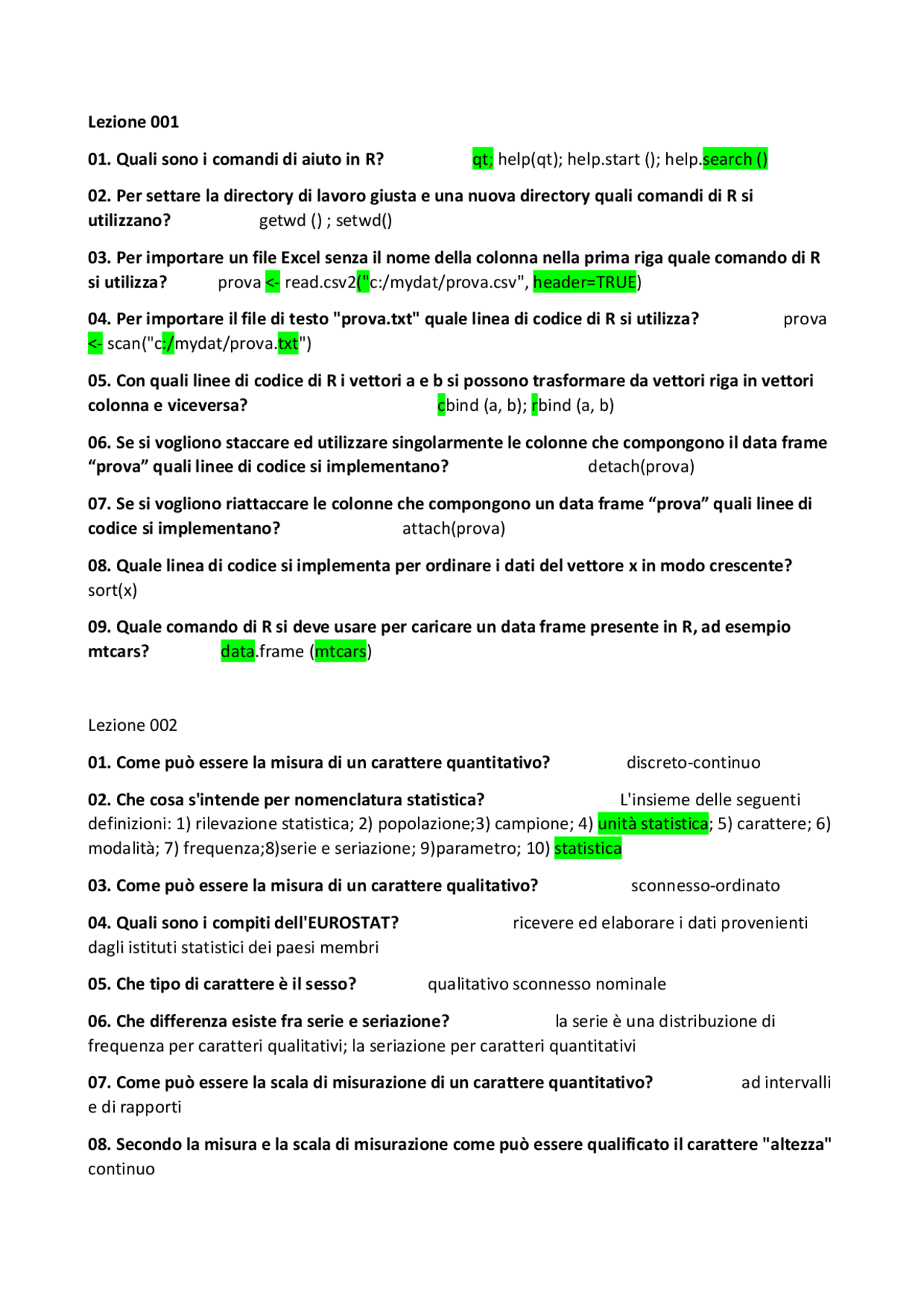 Paniere Compilato Risposte Chiuse Statistica Università Telematica E
