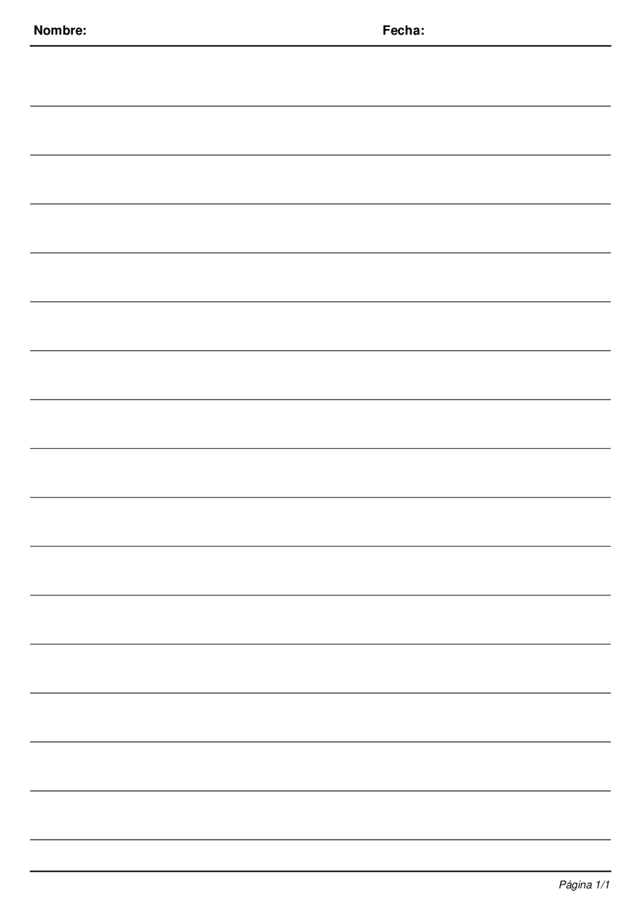 Pautas. Plantilla de pautas de línea simple para caligrafía - Docsity