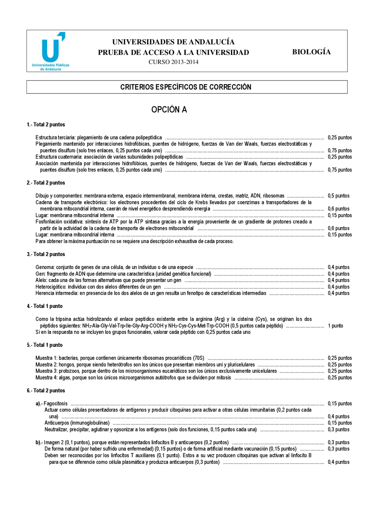 Biologia Selectividad Docsity
