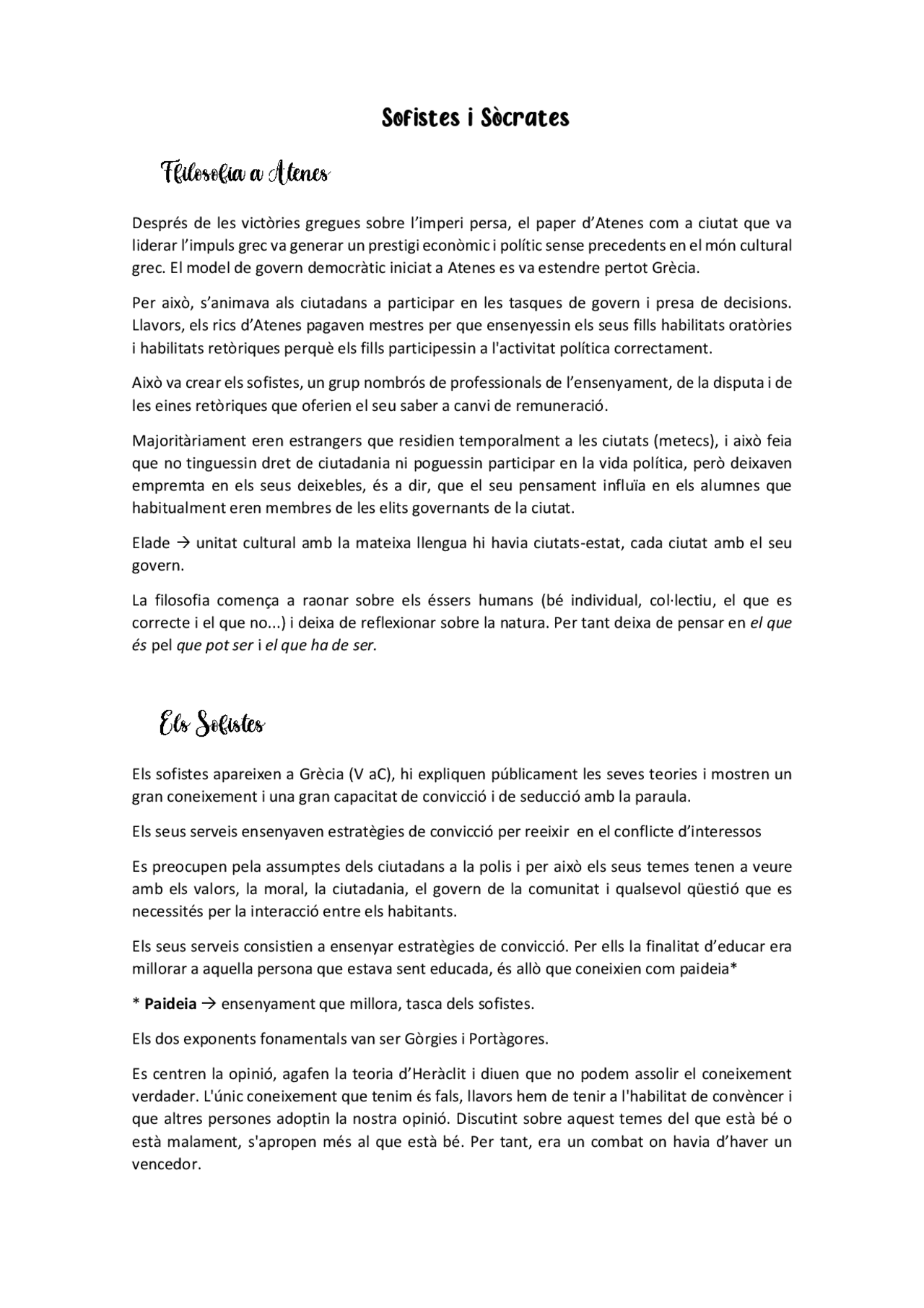 Sofistes Sòcrates I Plató Docsity