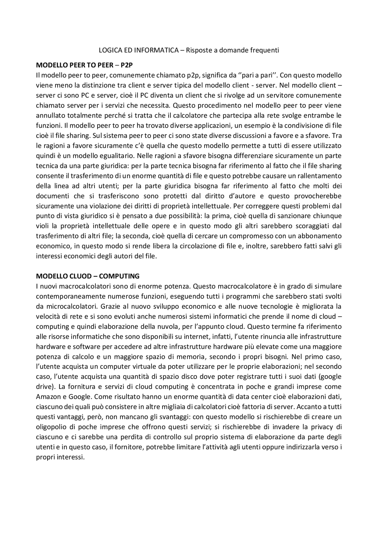 Logica Ed Informatica Giuridica Domande Frequenti Docsity