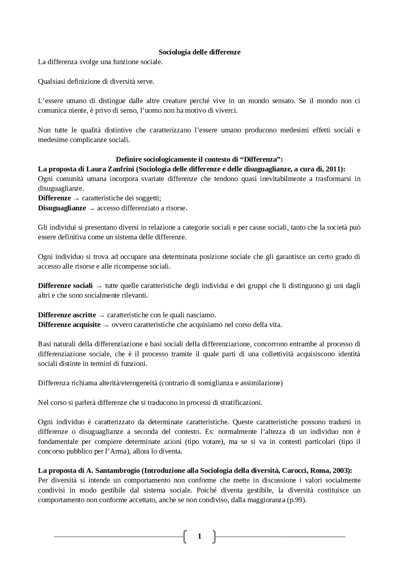 Appunti Sociologia Delle Differenze Unipd Docsity