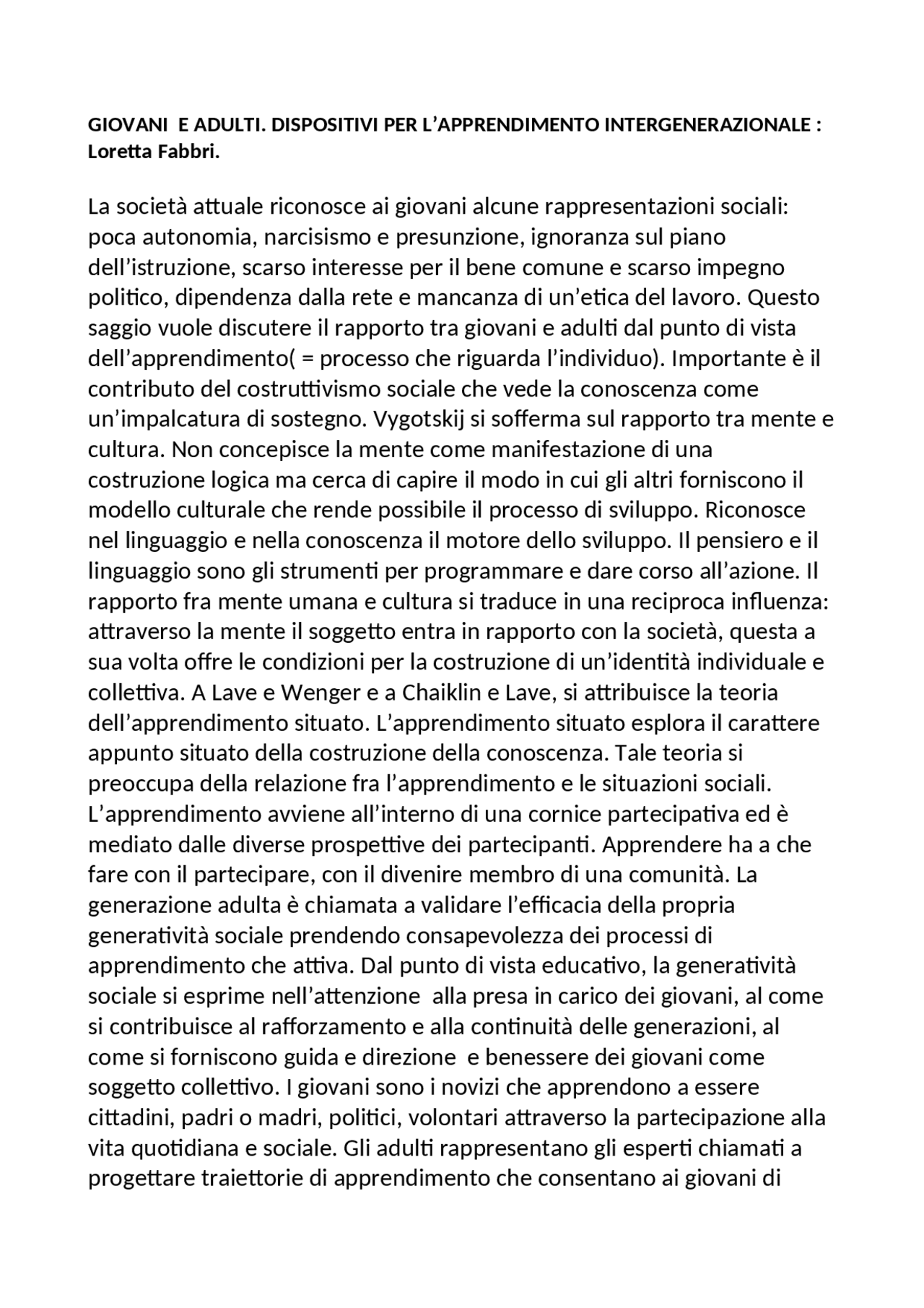 I Giovani E Leducazione Docsity