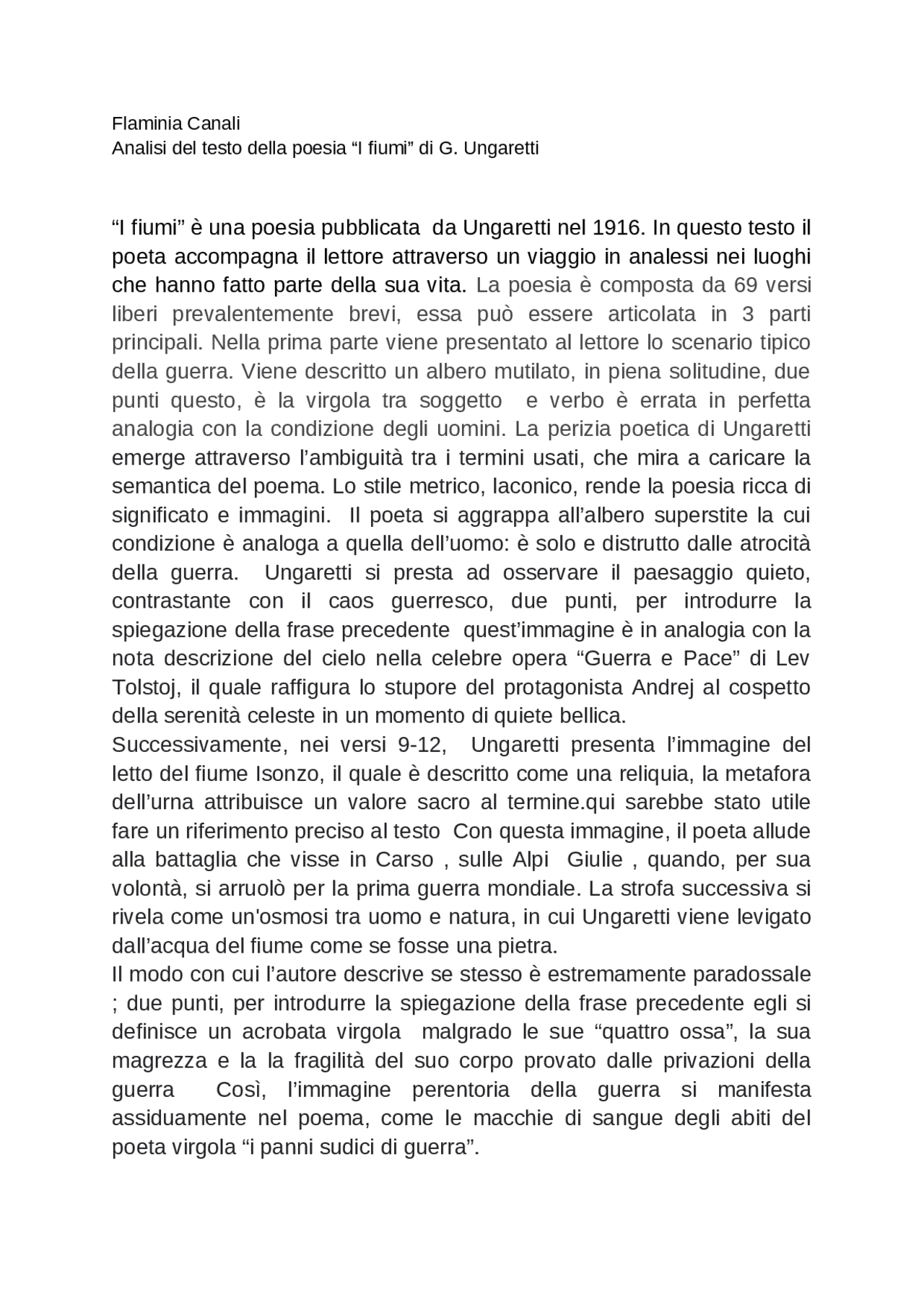 Riassunto I Fiumi Di Ungaretti Docsity
