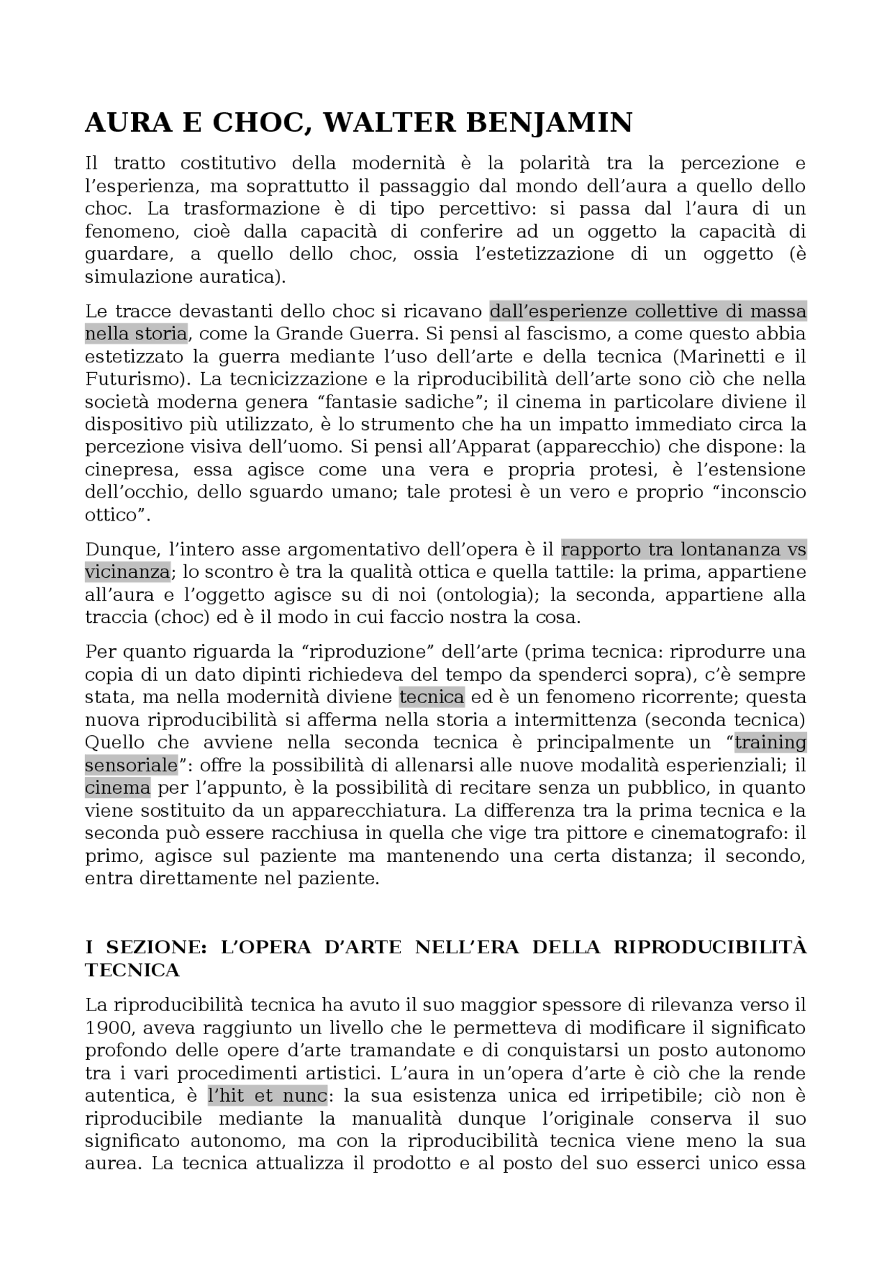Aura E Choc Saggi Sulla Teoria Dei Media Docsity