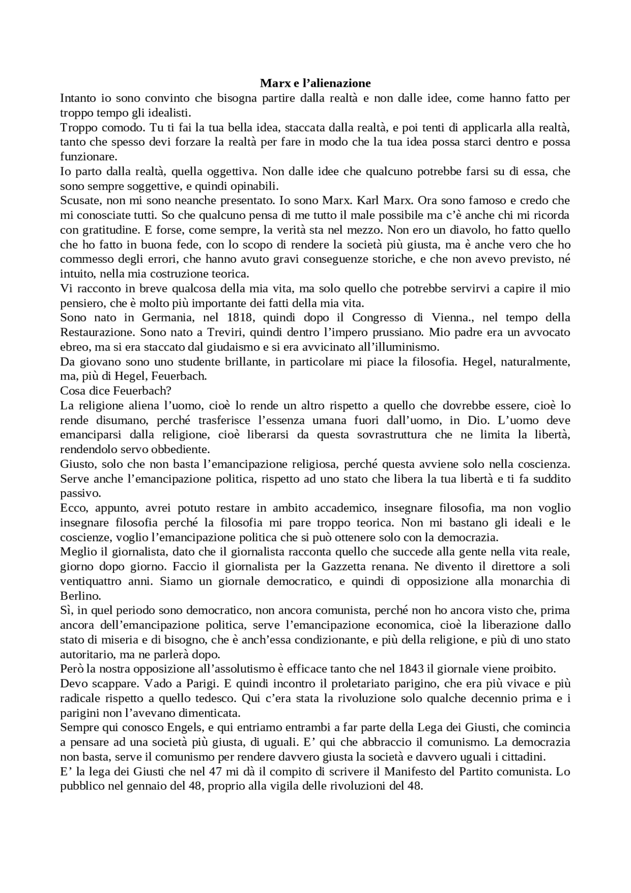 Marx e l'alienazione: La vita e le idee di Karl Marx | Dispense di ...
