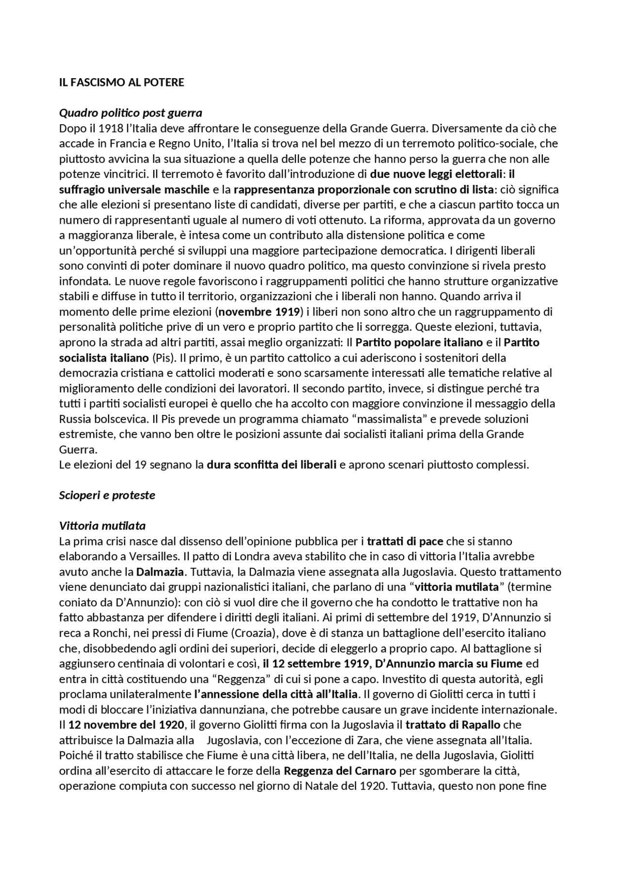Il Fascismo Al Potere Docsity