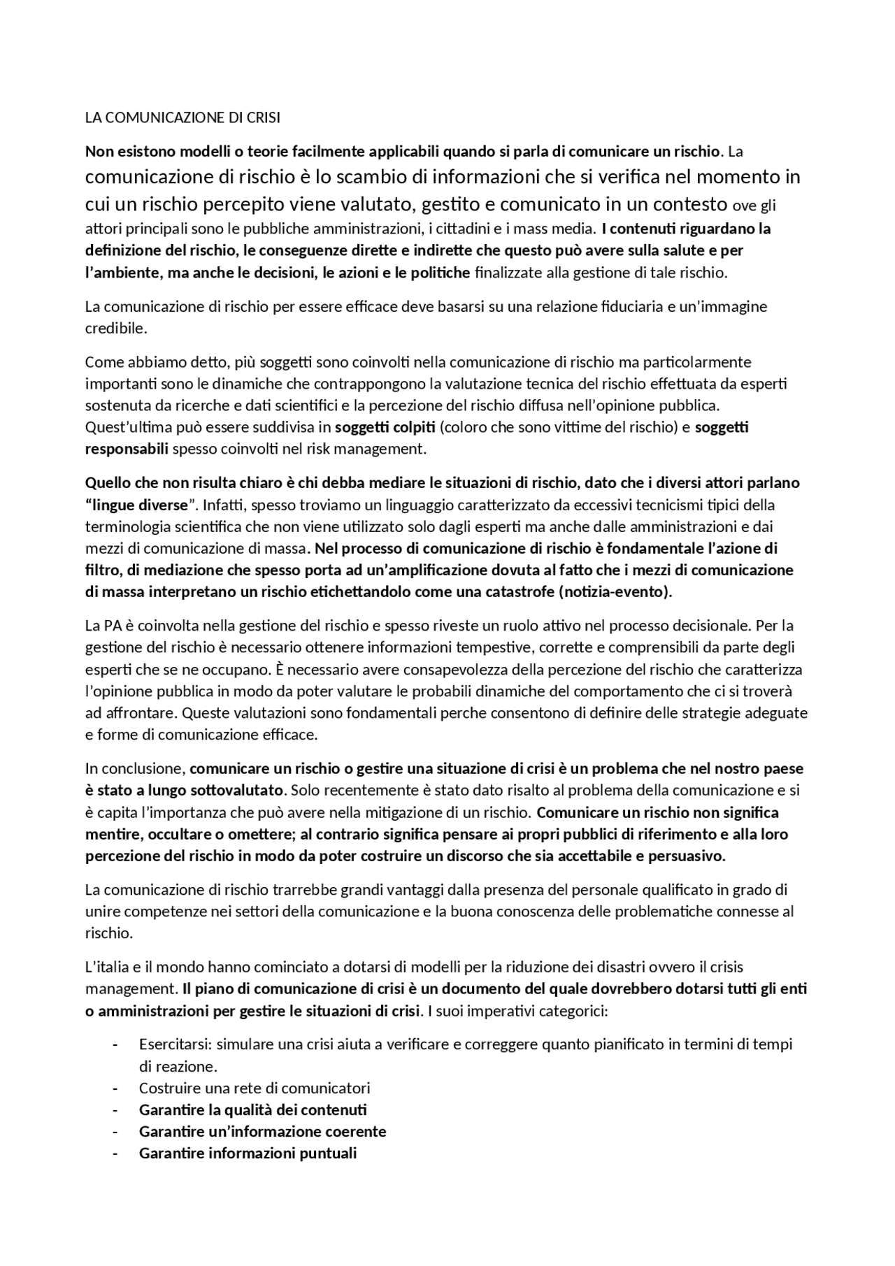 Lezione Comunicazione Di Crisi Iulm Docsity