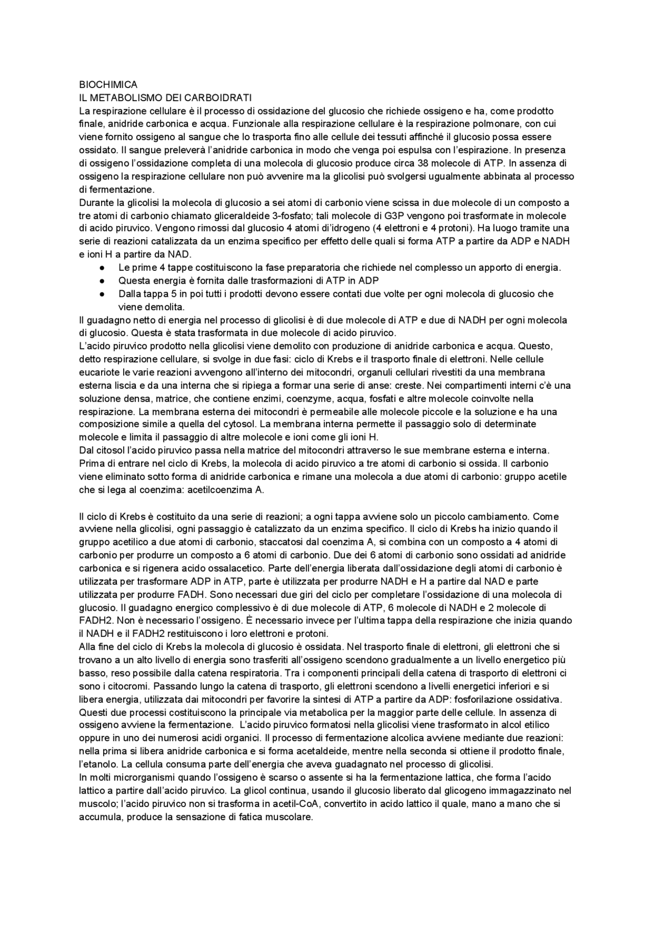 Riassunto Biochimica 5 Anno Docsity