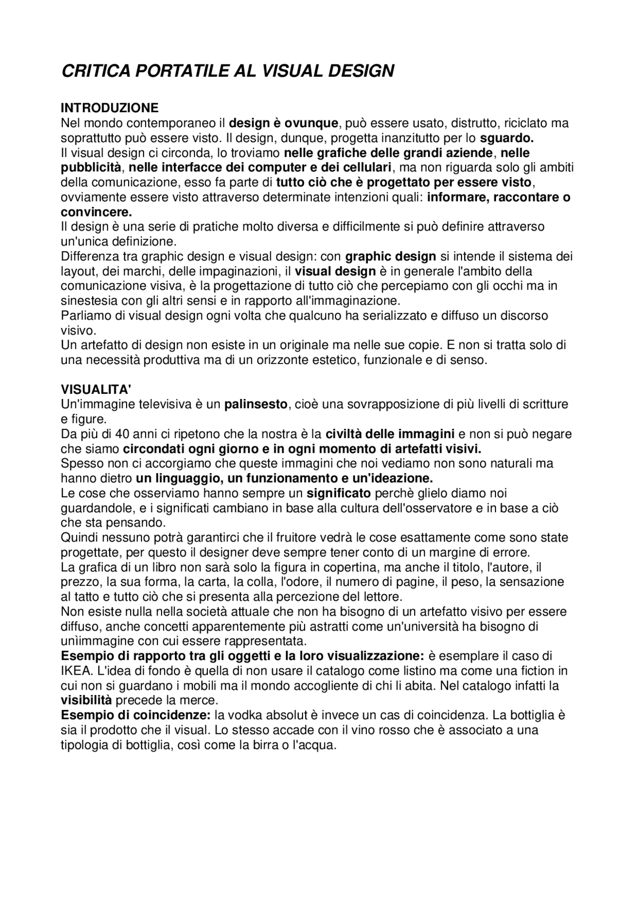 Critica Portatile Al Visual Design Docsity