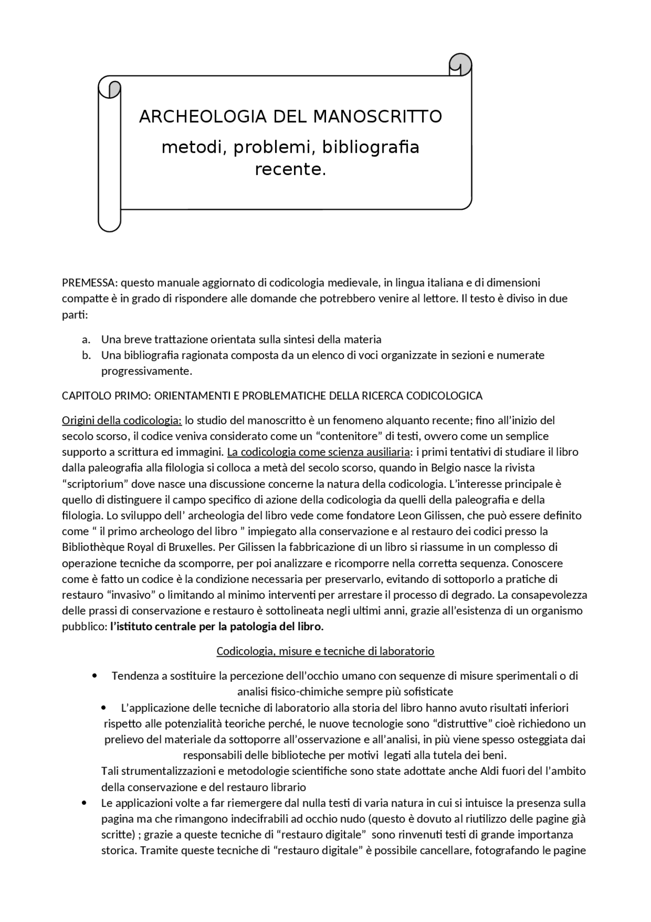 Archeologia Del Manoscritto Docsity