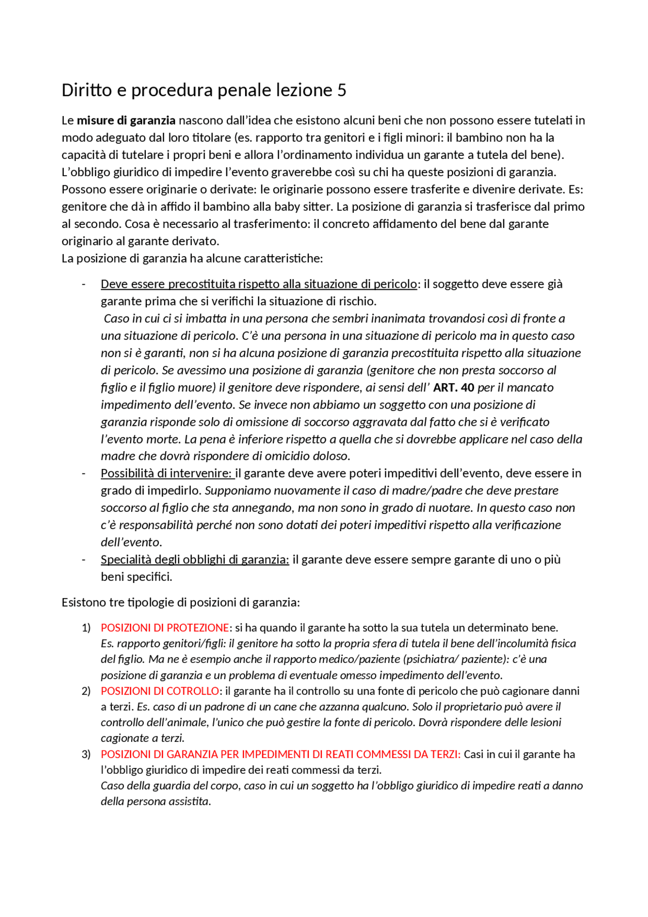 Diritto E Procedura Penale Lezione 5 Lezione Docsity