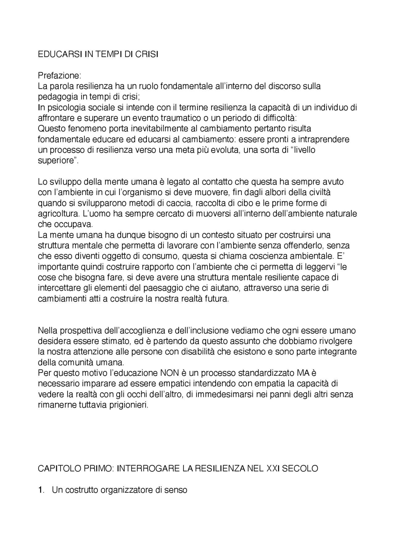 Educarsi In Tempi Di Crisi Pedagogia Speciale Sintesi Del Corso Di