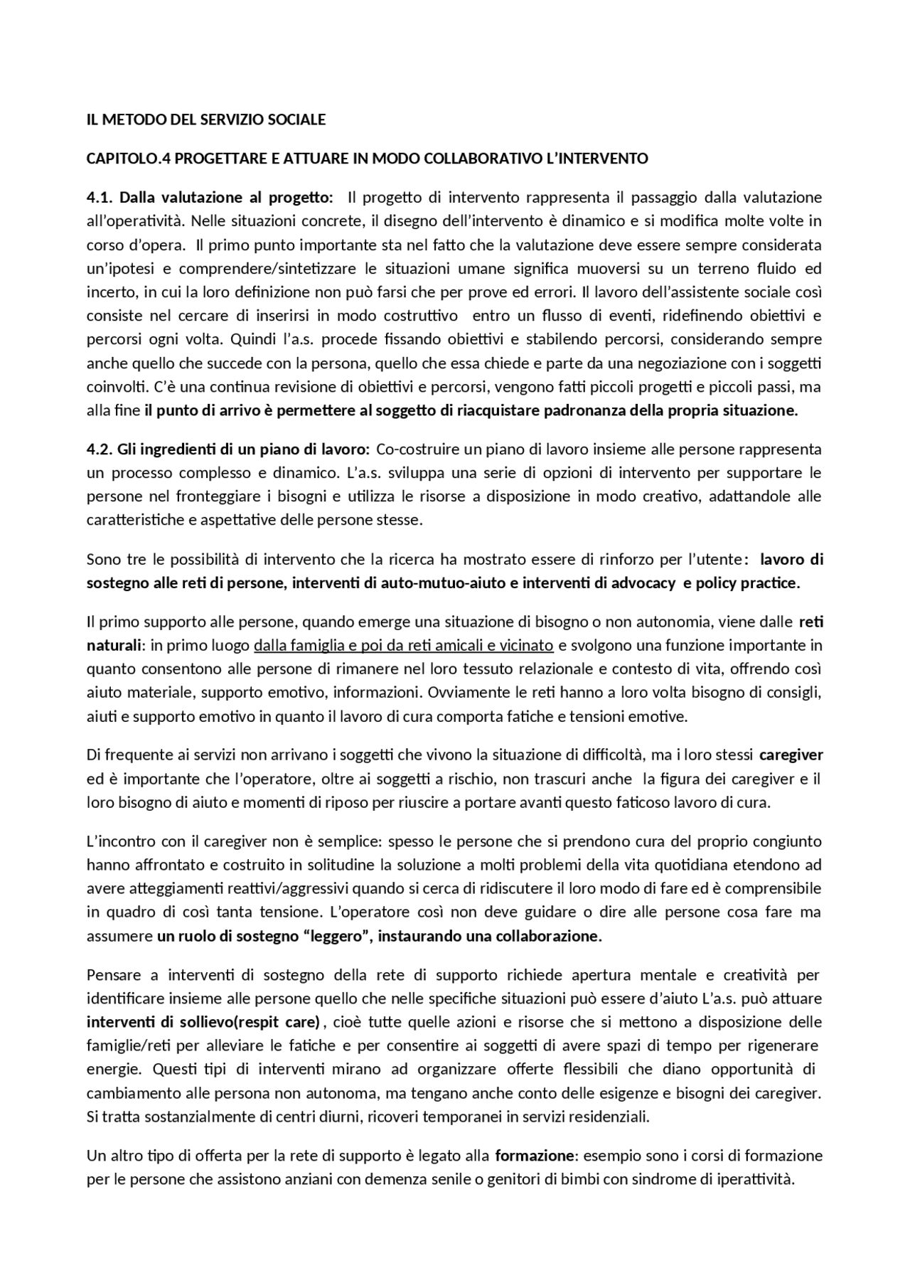 Metodo Del Servizio Sociale Docsity