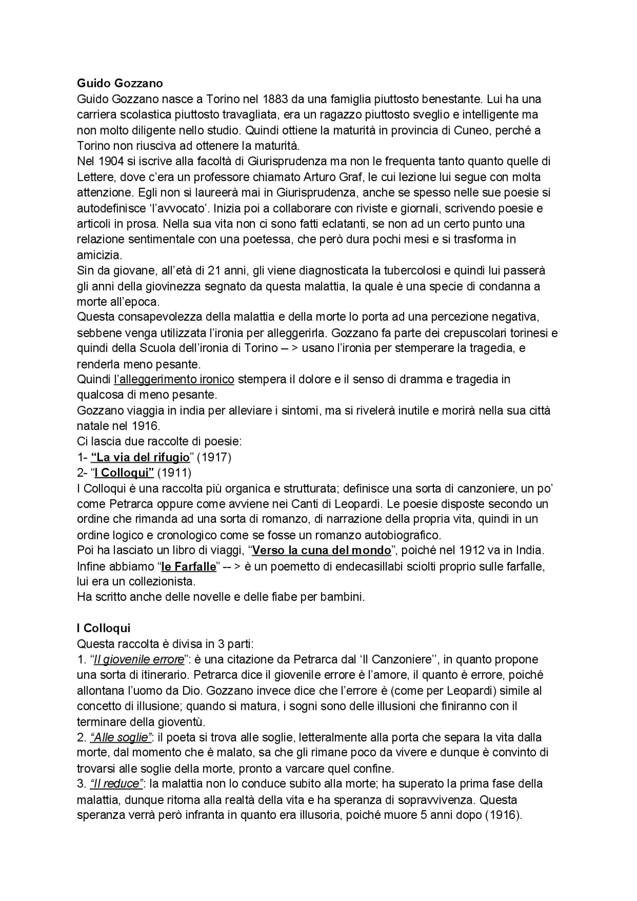 Guido Gozzano Poesie Docsity