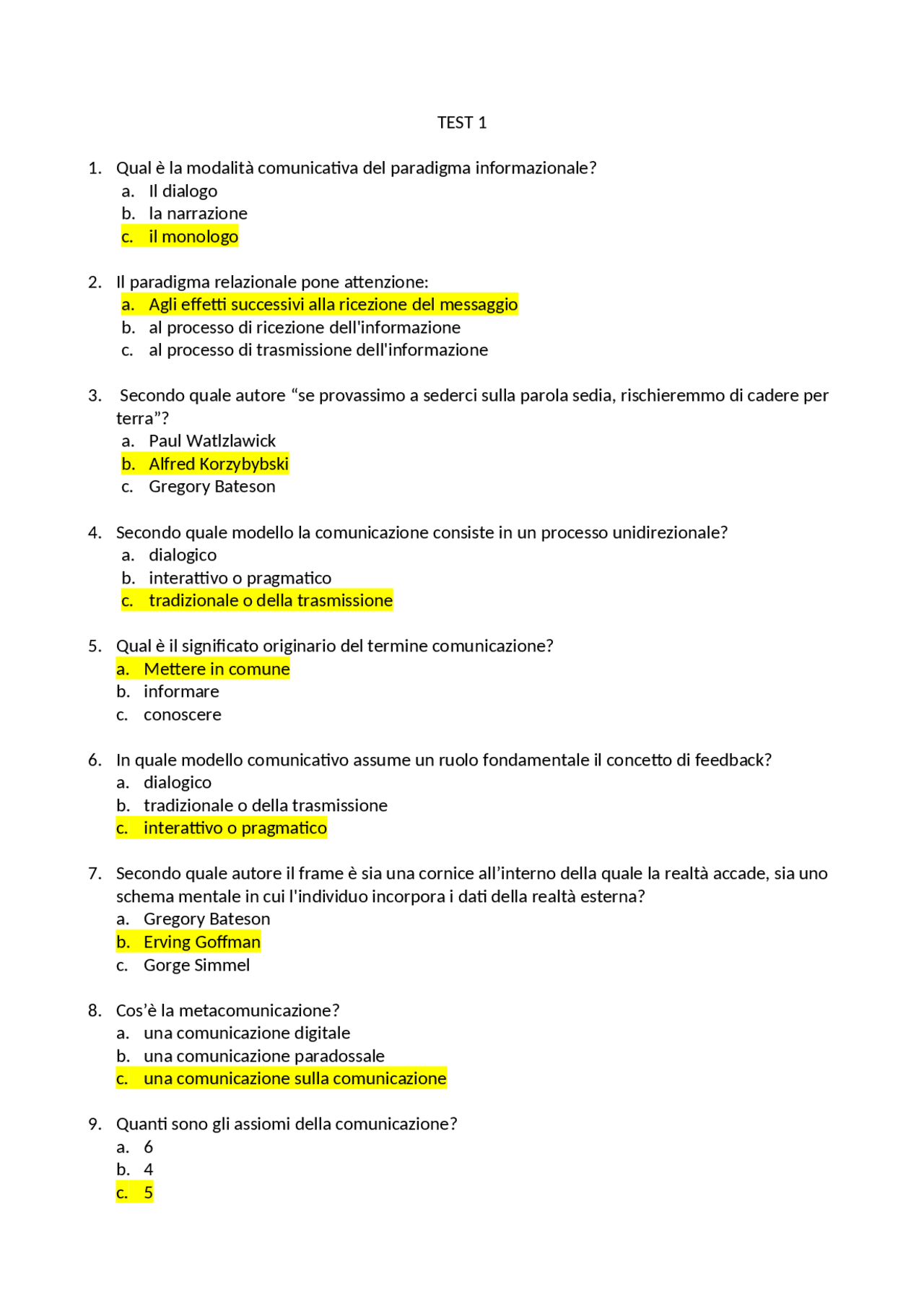 Domande Test Di Sociologia 1 Docsity