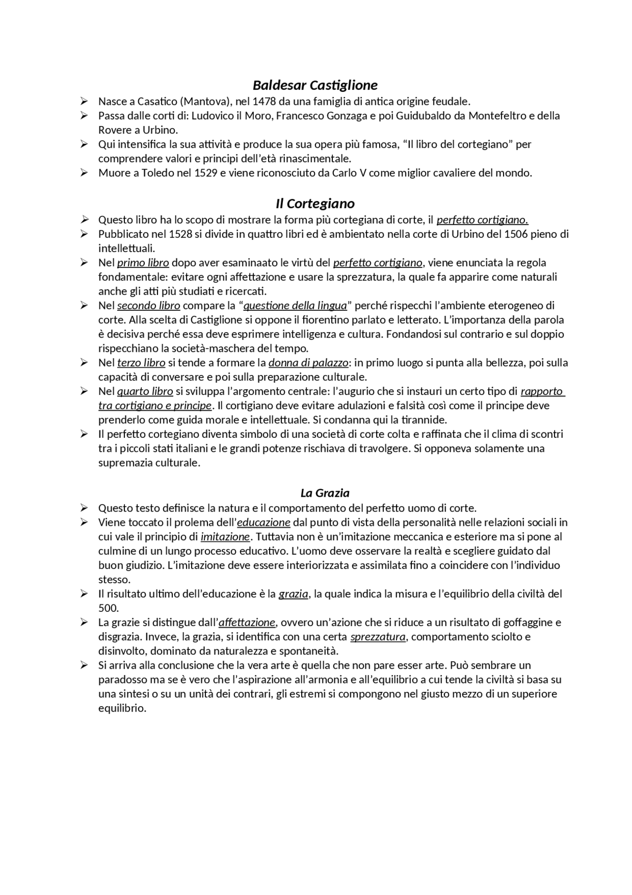 Baldesar Castiglione Docsity