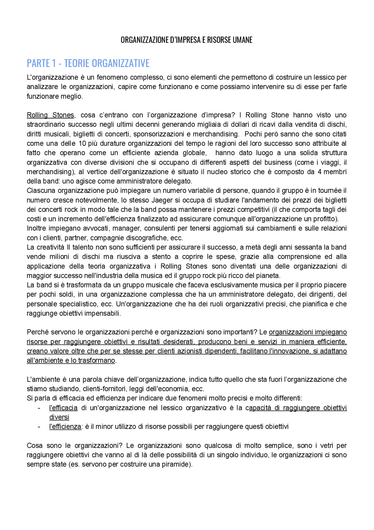 Organizzazione Dimpresa E Gestione Risorse Umane Rpci Iulm Docsity