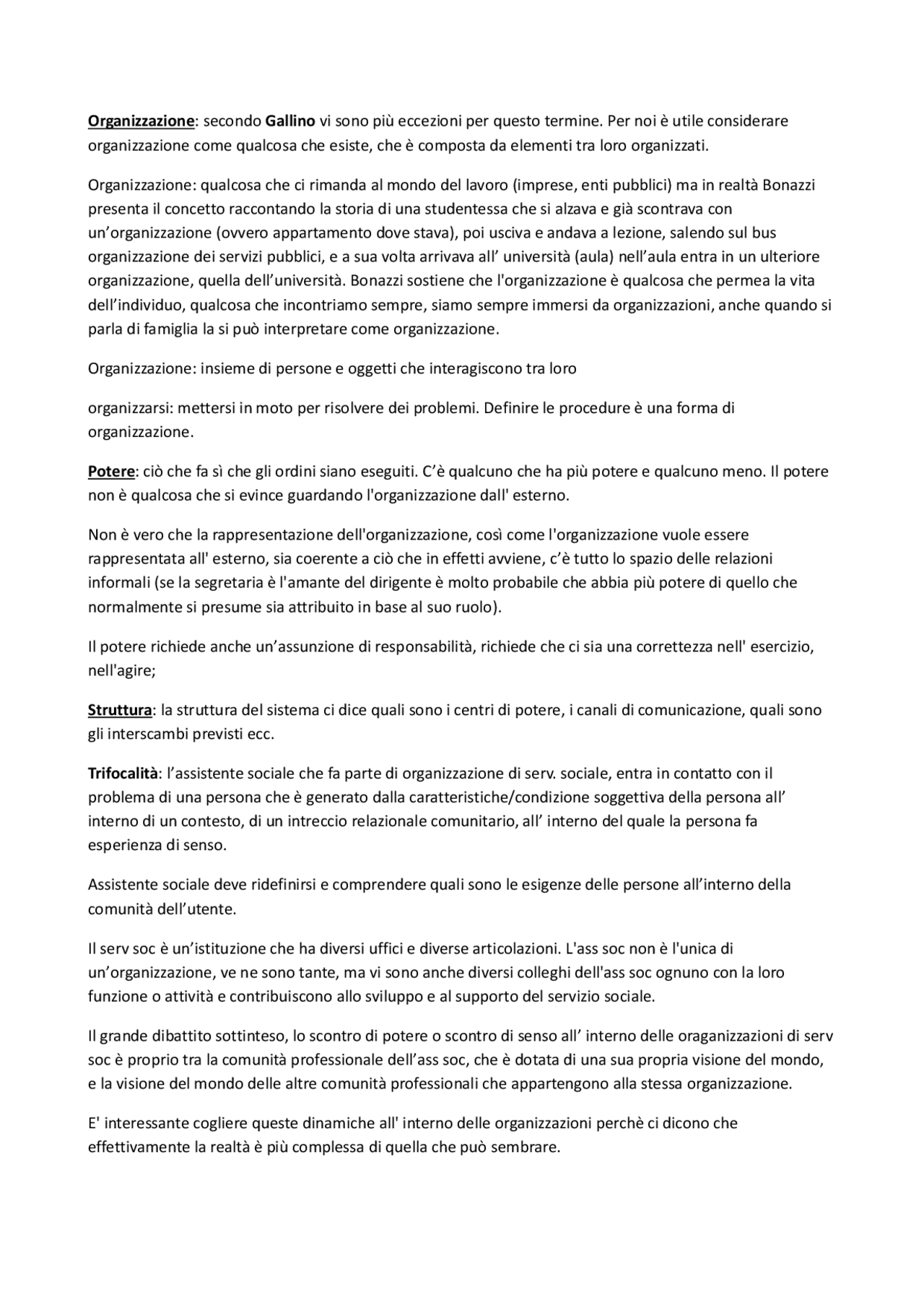 Organizzazione Riassunti Docsity