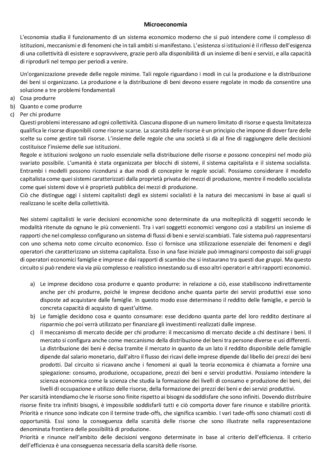 Microeconomia Di Base Docsity
