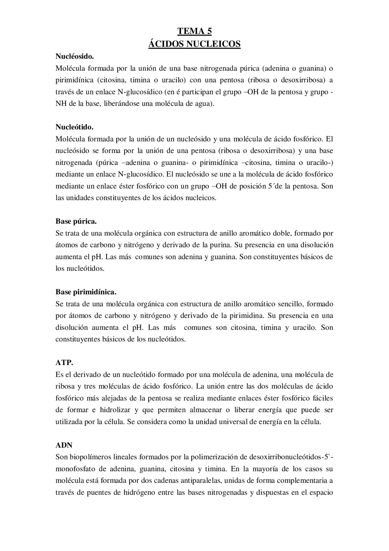 Definiciones Acidos Nucleicos Appunti Di Biologia Docsity