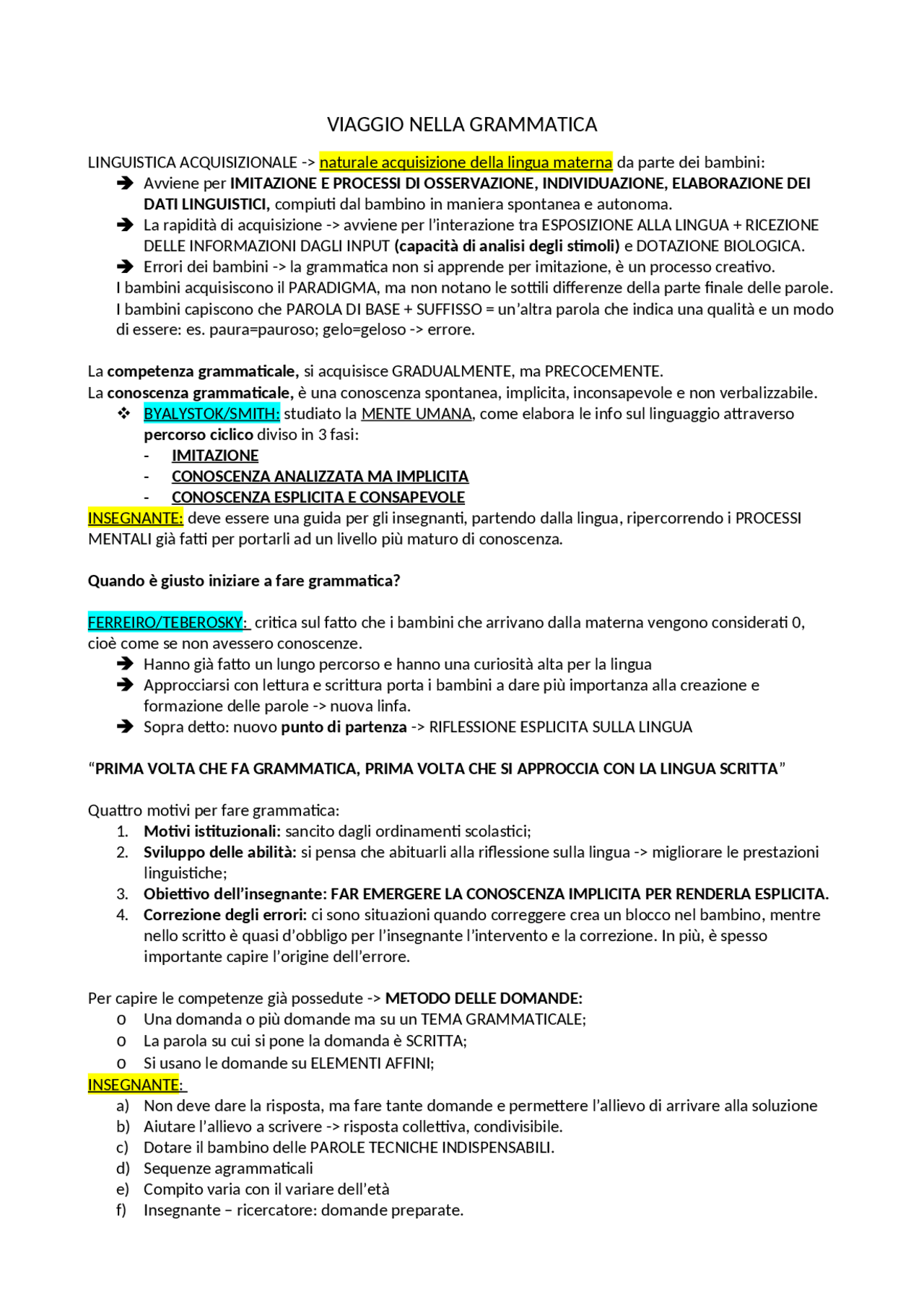 Viaggio Nella Grammatica Docsity