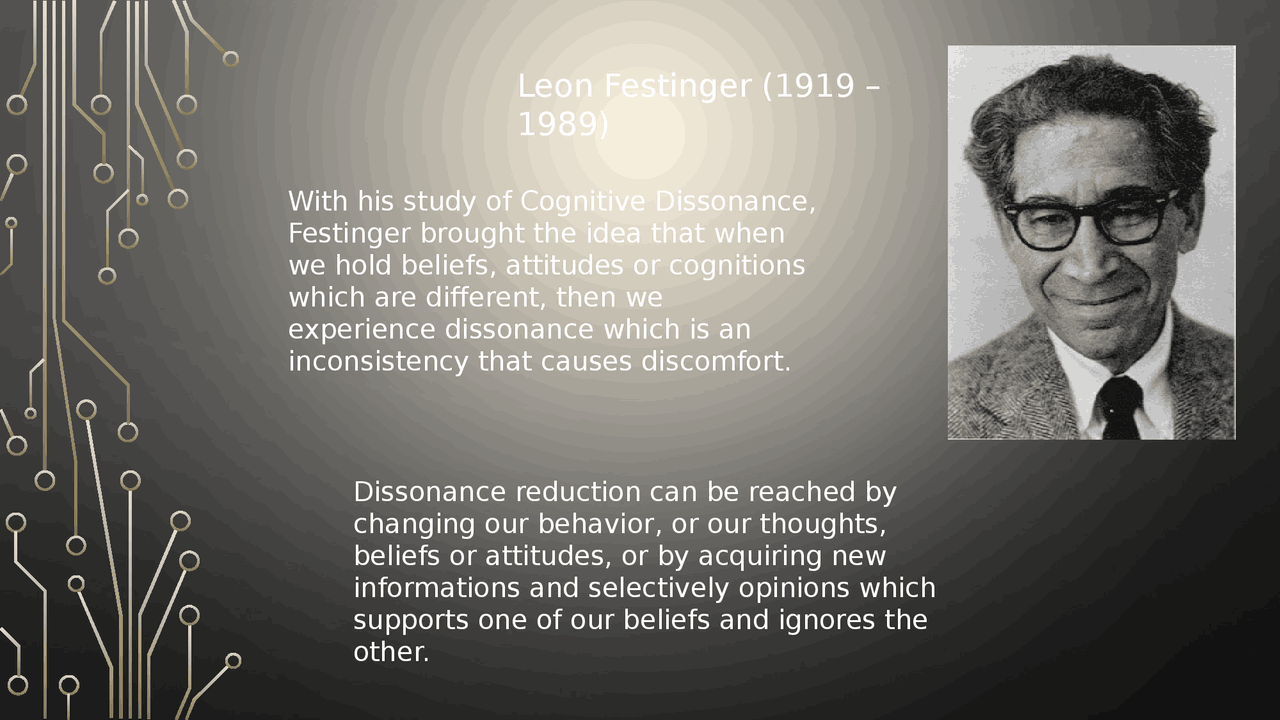 Presentazione ppt "Leon Festinger ed Henri Tajfel" ENG - Docsity