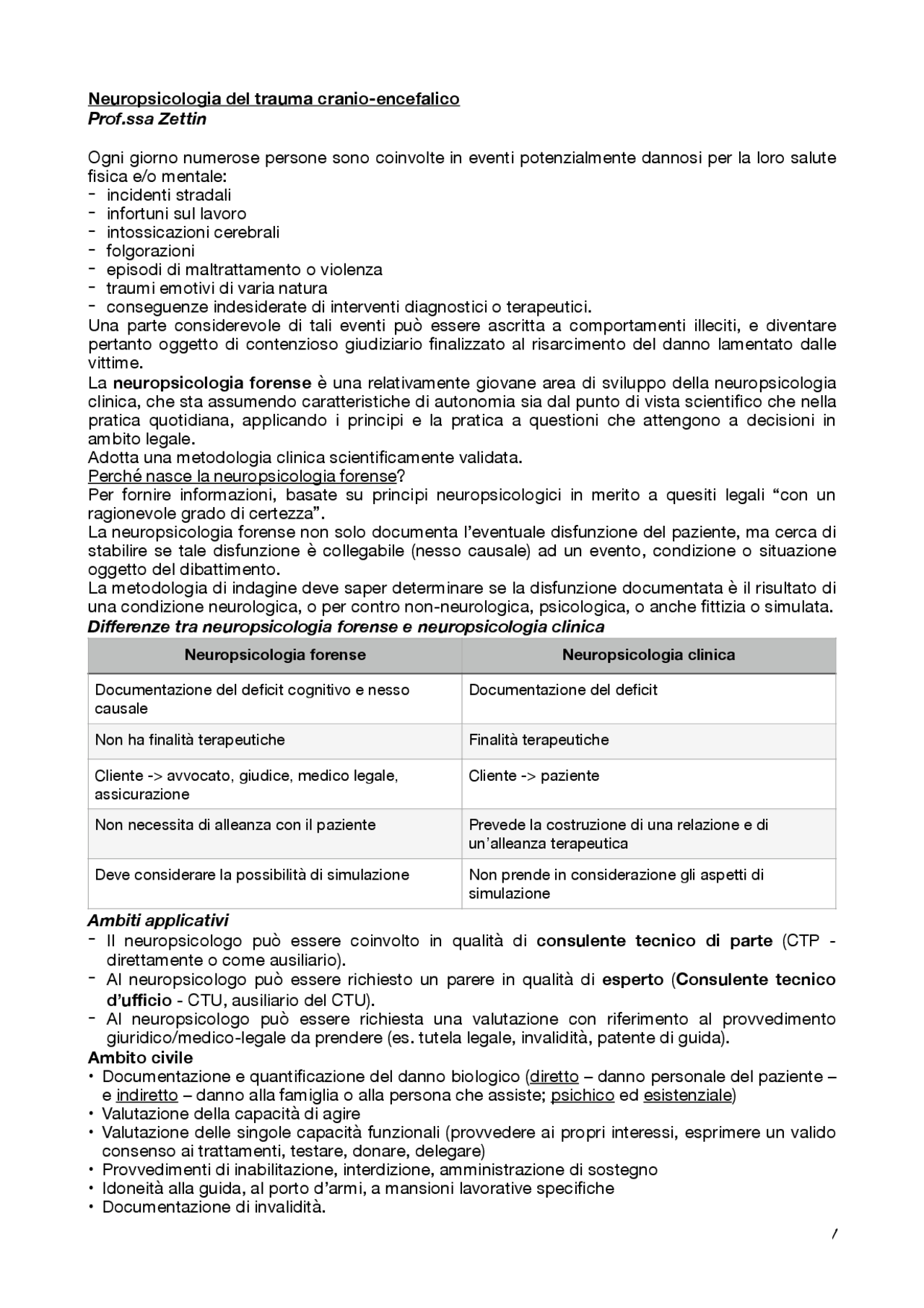 Appunti Di Neuropsicologia Forense 2020 Docsity