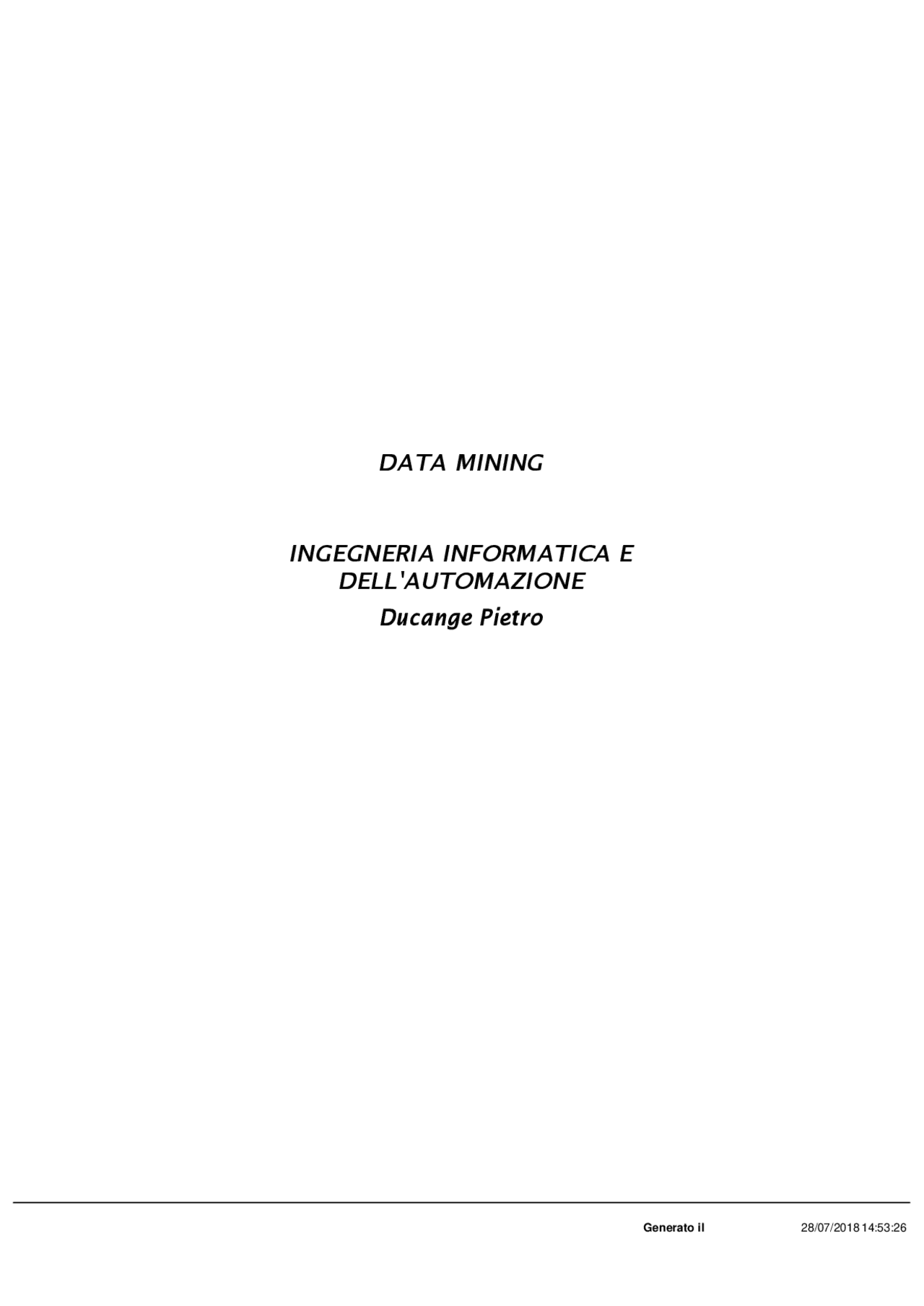 Paniere Data Mining Prof Ducange Pietro Docsity
