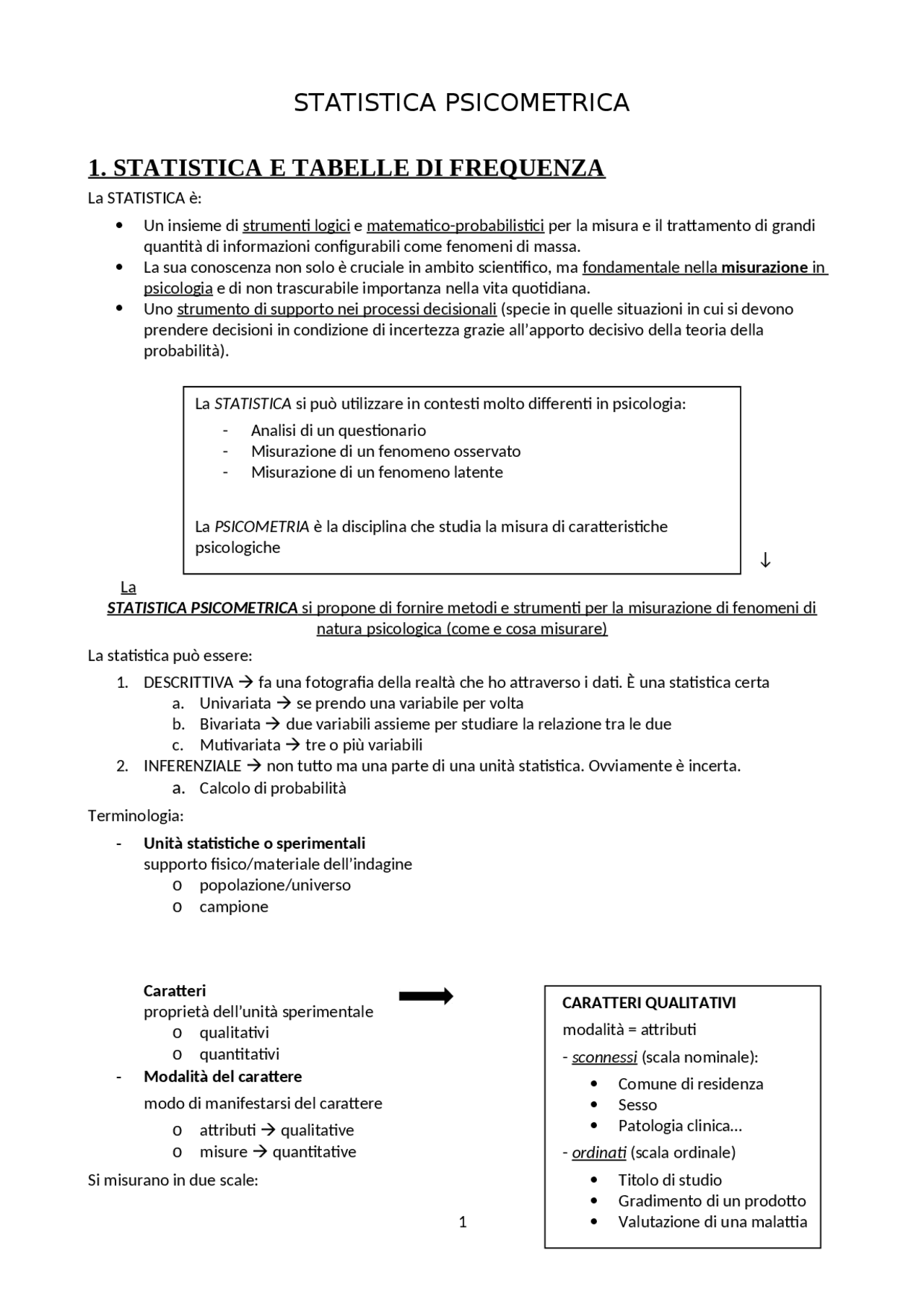 Statistica Psicometrica Prof Bonanomi Docsity