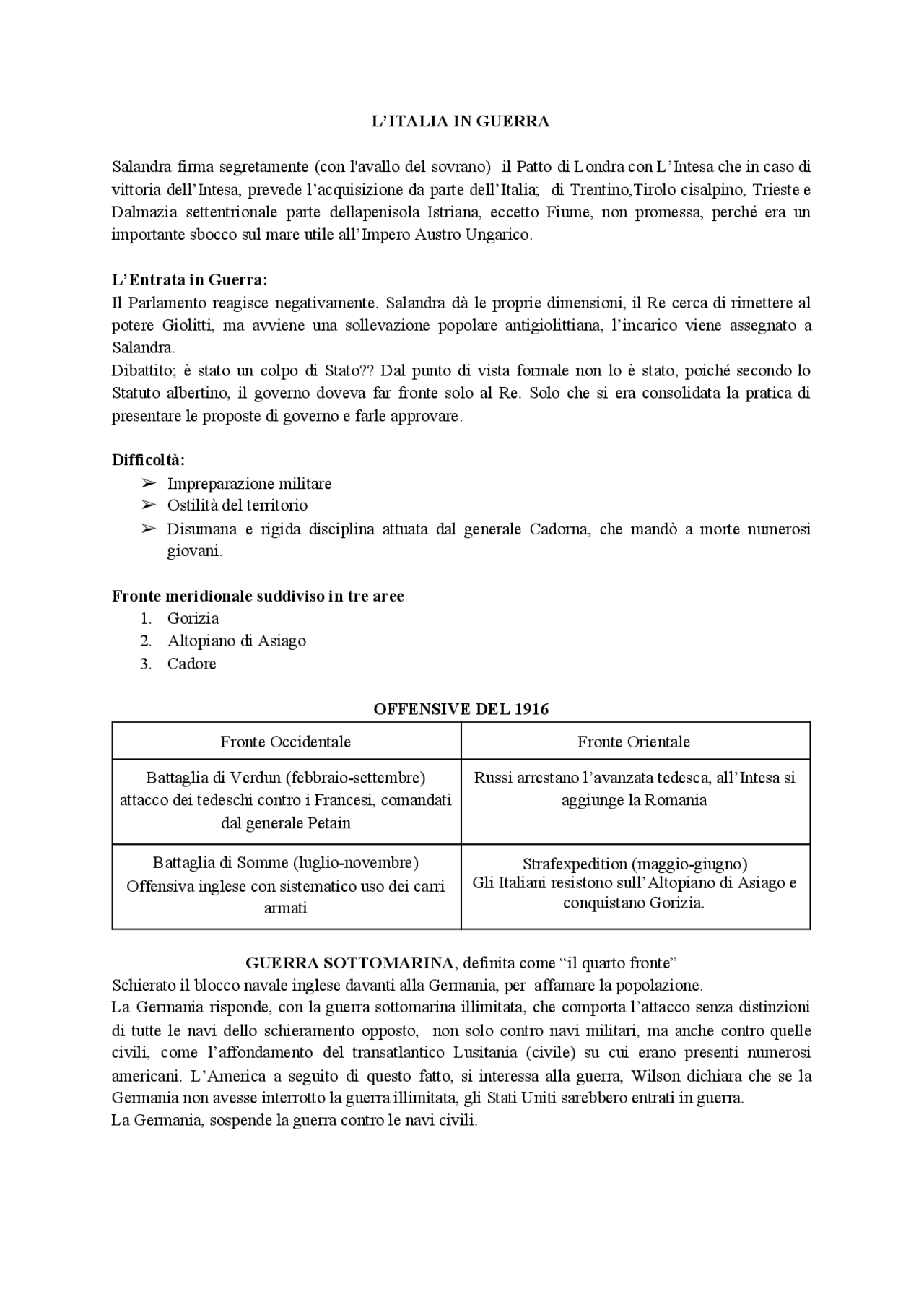 Prima Guerra Mondiale Ii Docsity