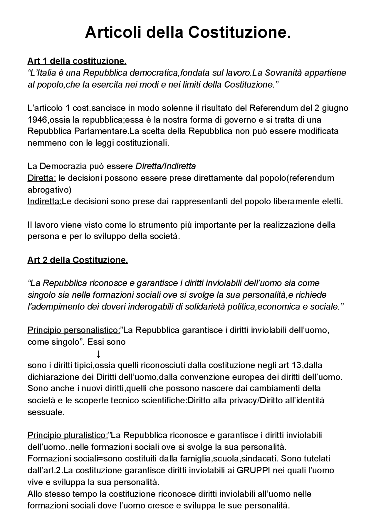Articoli Della Costituzione Docsity
