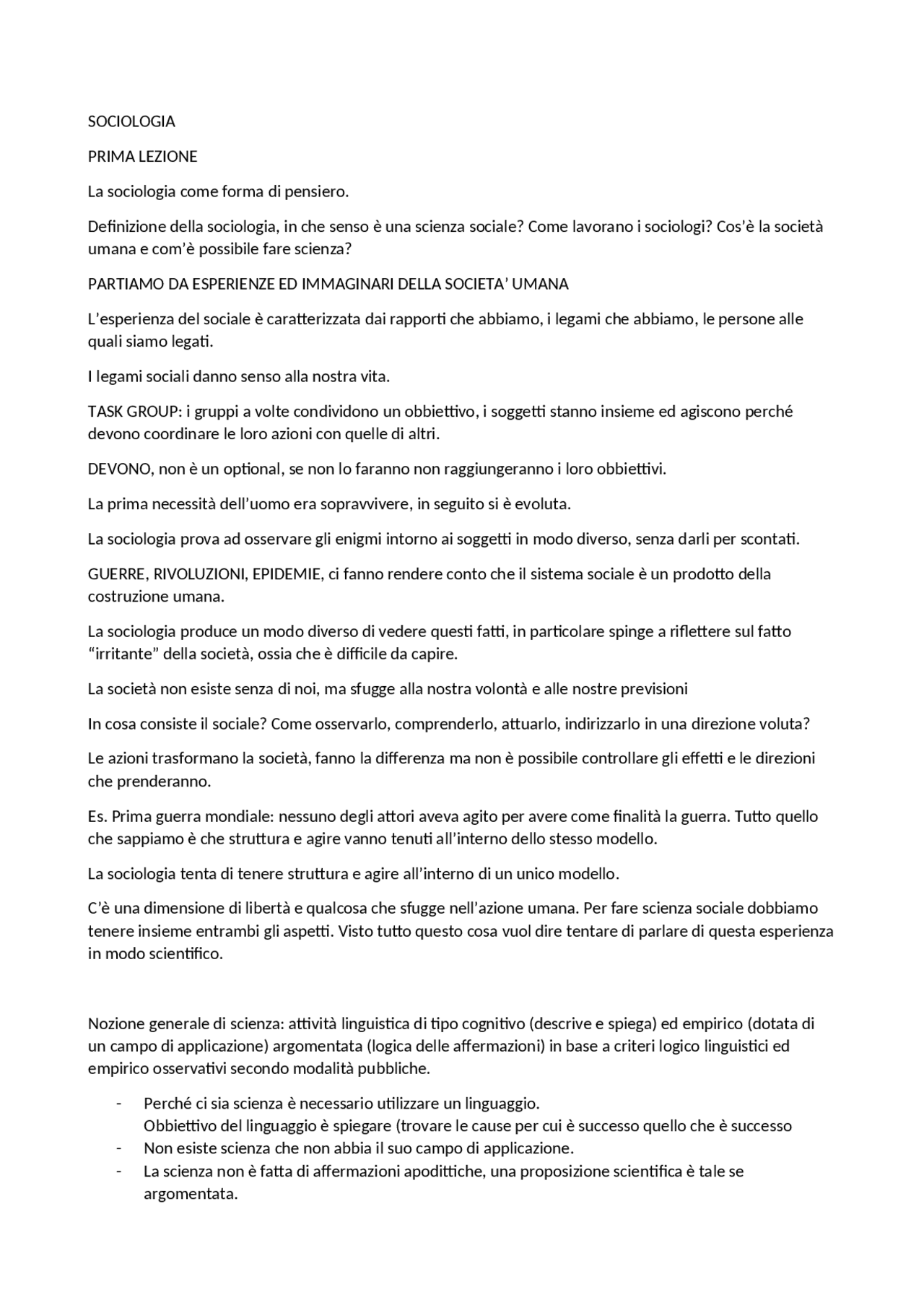 Appunti Lezioni Di Sociologia Unipd Docsity