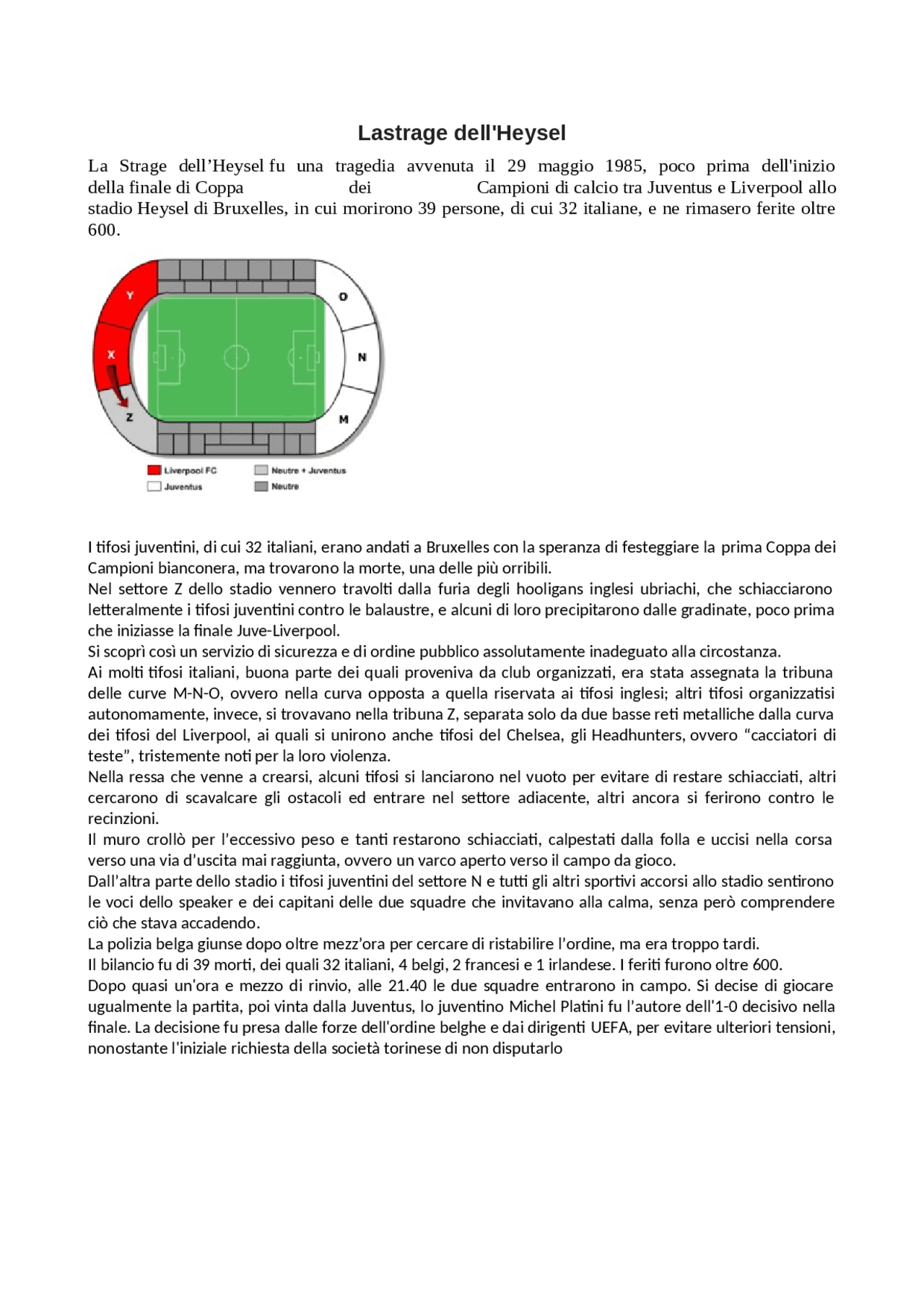 La strage dello Stadio Heysel - Docsity