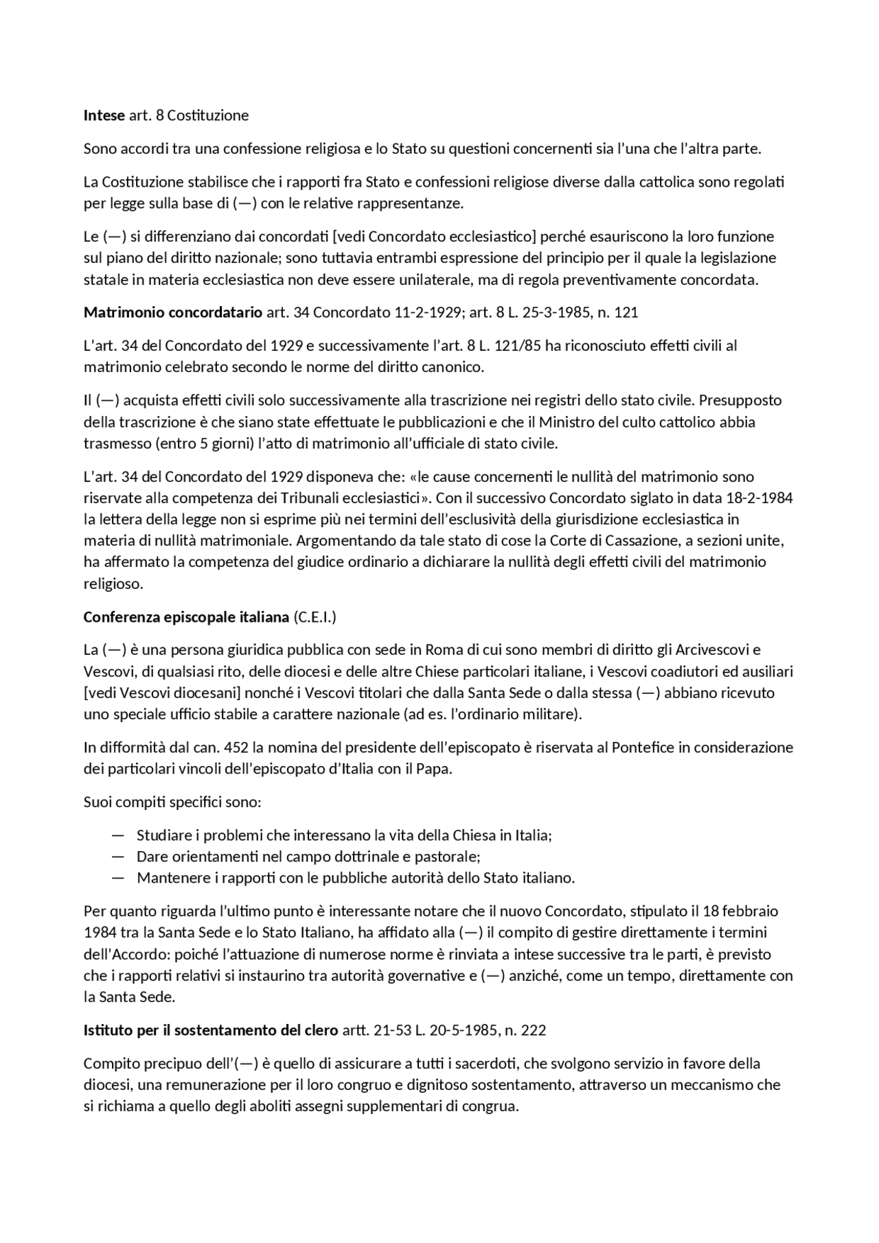 Appunti Diritto Ecclesiastico Parte 2 Docsity