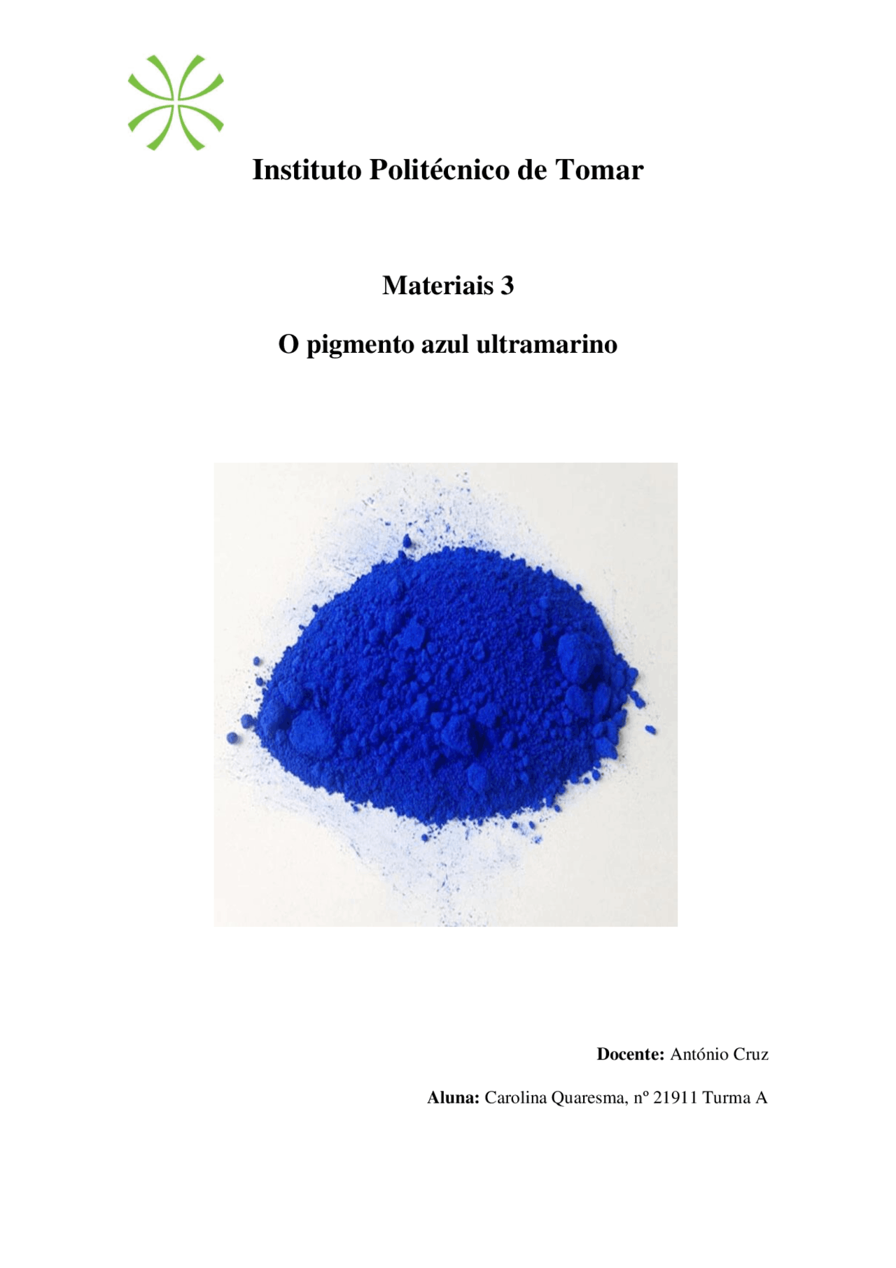 Pigmento Azul Ultramarino - Docsity