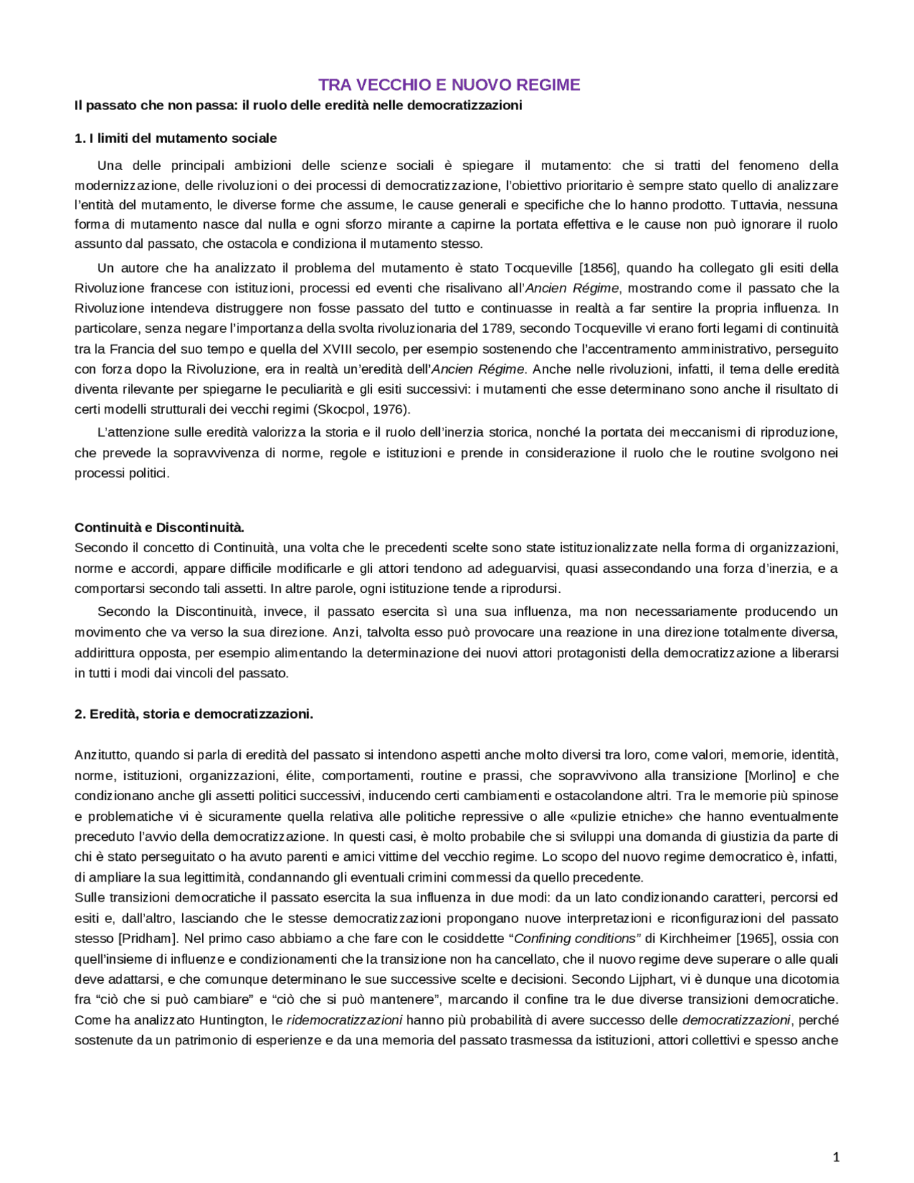 Riassunto p.barbara tra vecchio e nuovo regime - Docsity