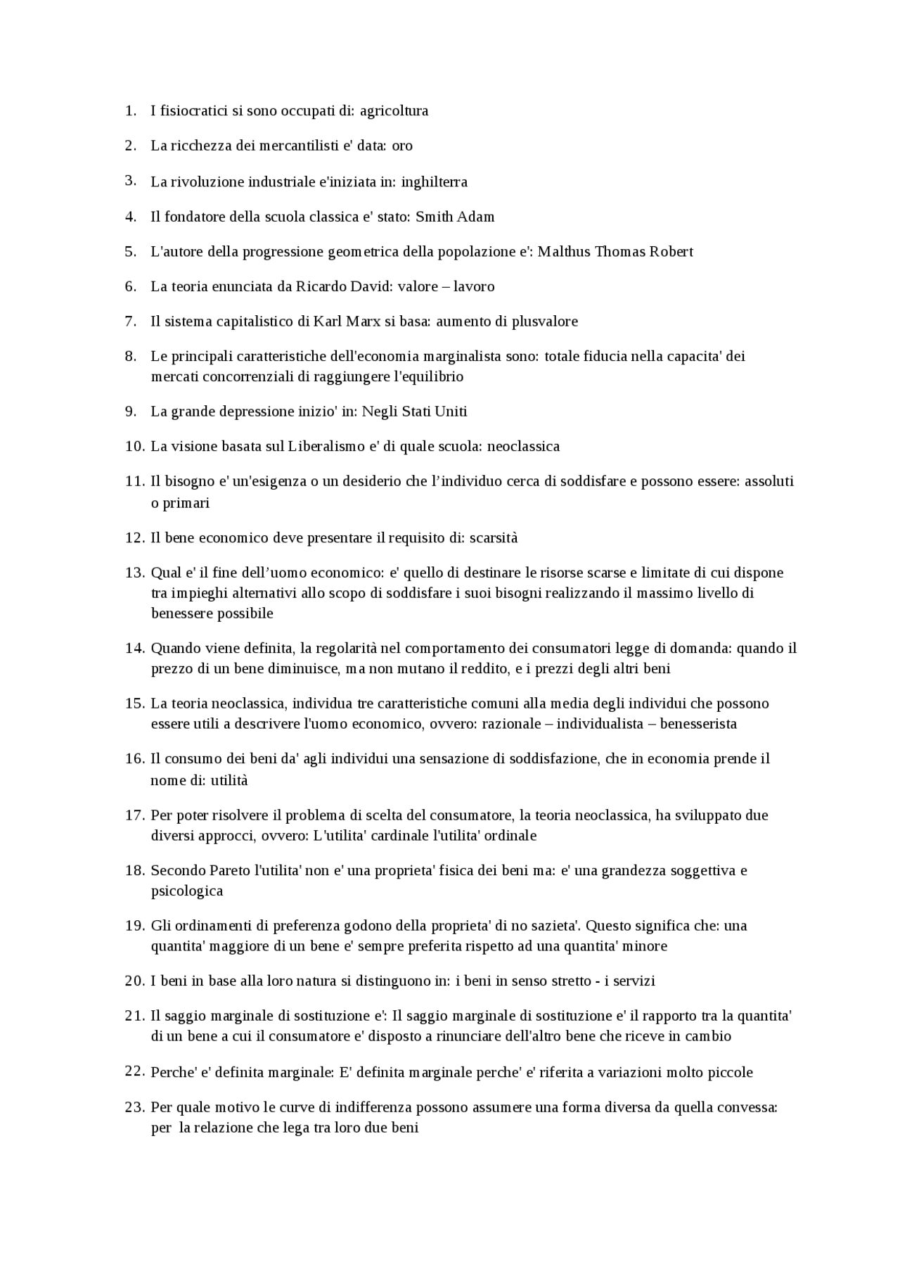 Domande esame ECONOMIA ED ESTIMO PEGASO - Docsity