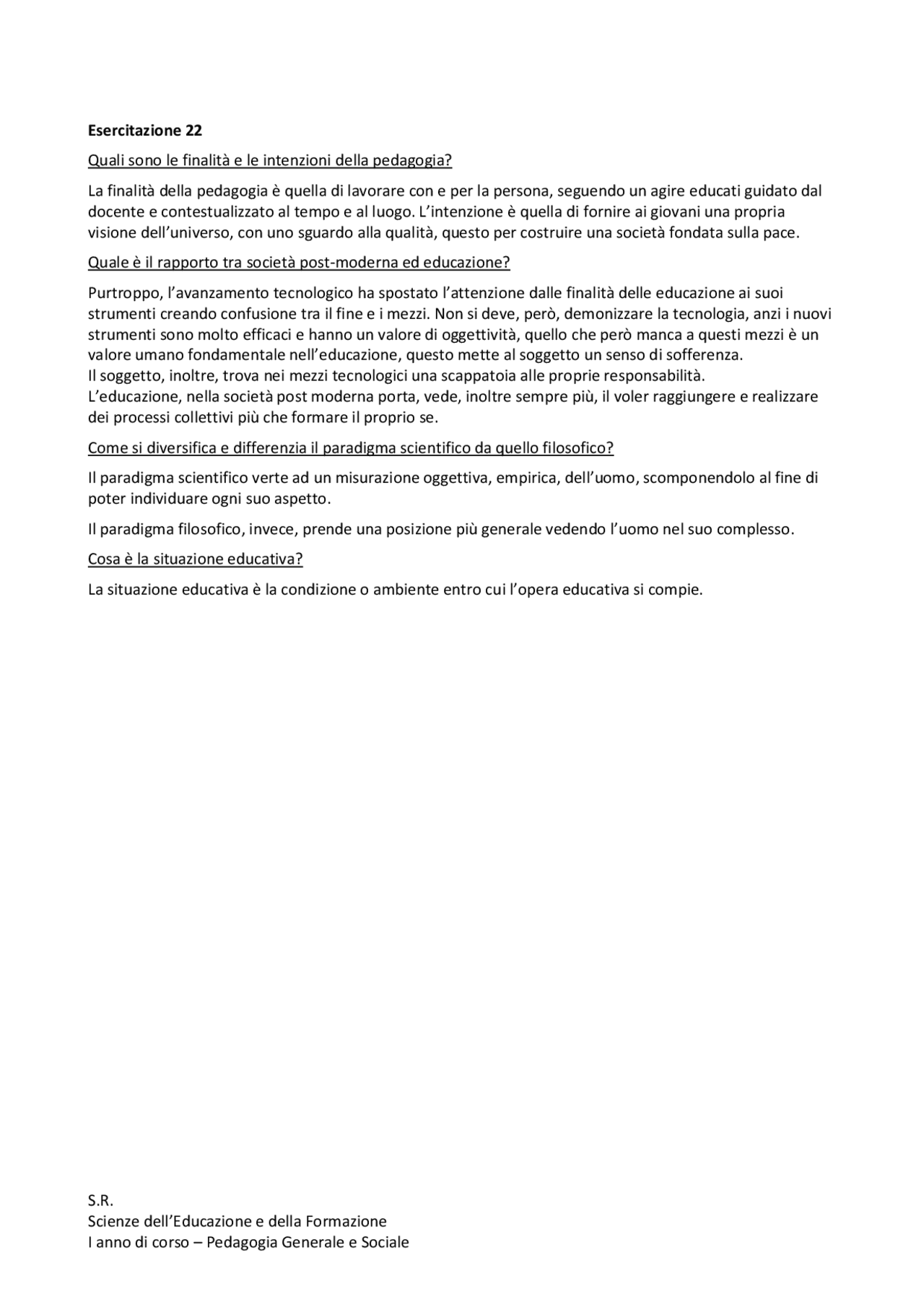 Esercitazione 22 Docsity