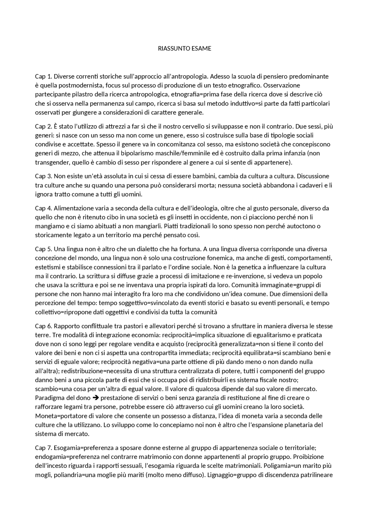 Riassunto Il Mio Primo Libro Di Antropologia Aime Docsity